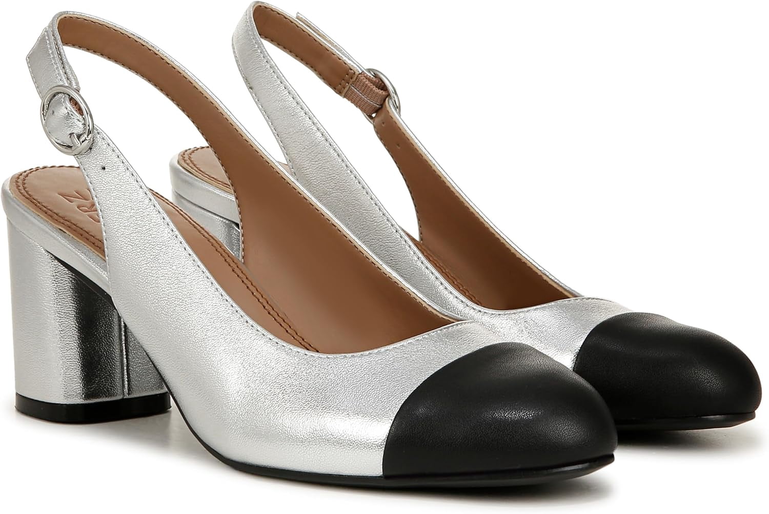 Naturalizer Womens Sophie Cap Toe Slingback Pump Silver Metallic 9M ...