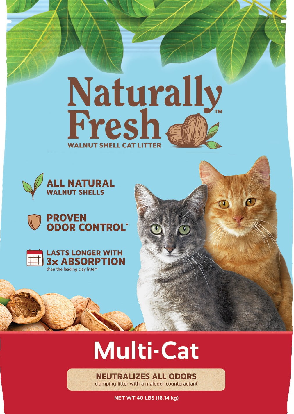Naturally Fresh Multi Cat Walnut Shells Litter, Unscented, 40 lbs ...