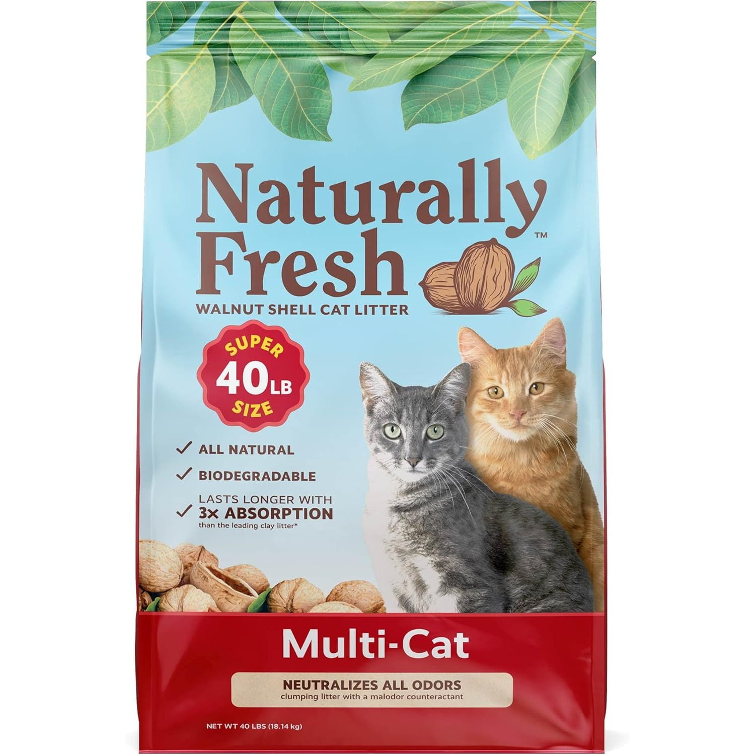 Naturally Fresh Cat Litter Made From Walnut Shells, Multi-Cat ...