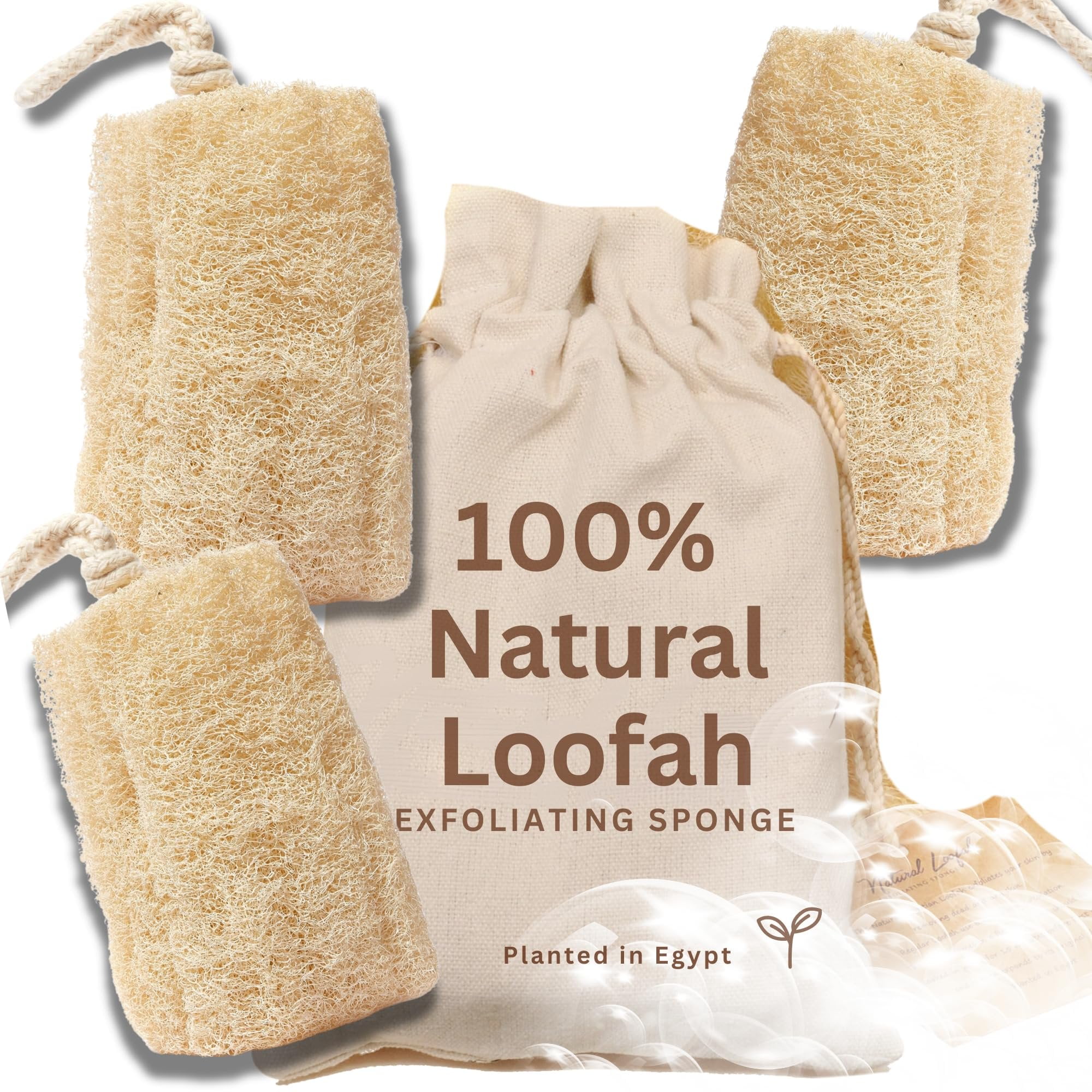 All Naturally Loofah Sponge, Pack of 3 Real Egyptian Bath & Shower ...