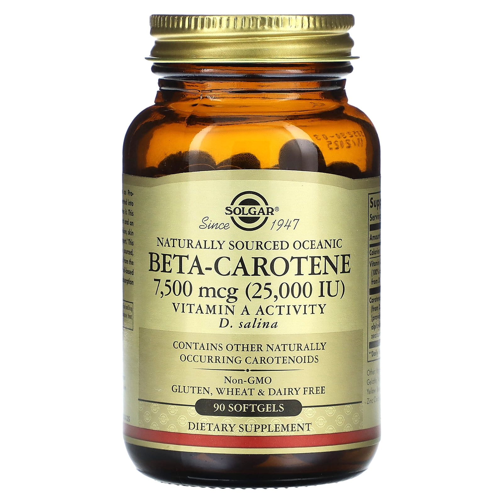 Solgar Naturally Sourced Oceanic Beta-Carotene 7,500 mcg (25,000 IU ...