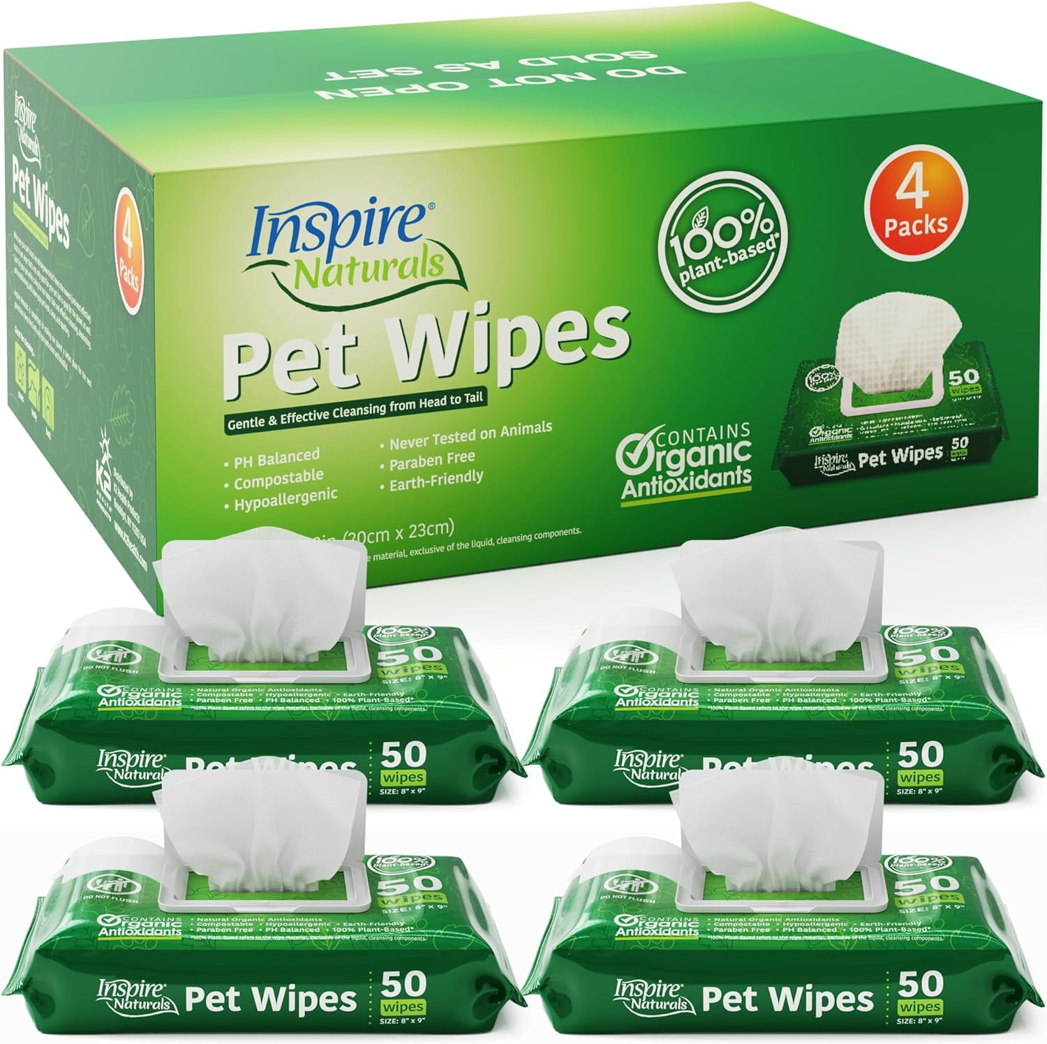 Naturals Pet Wipes for Dogs and Cats 100% Natural Plant Based with ...