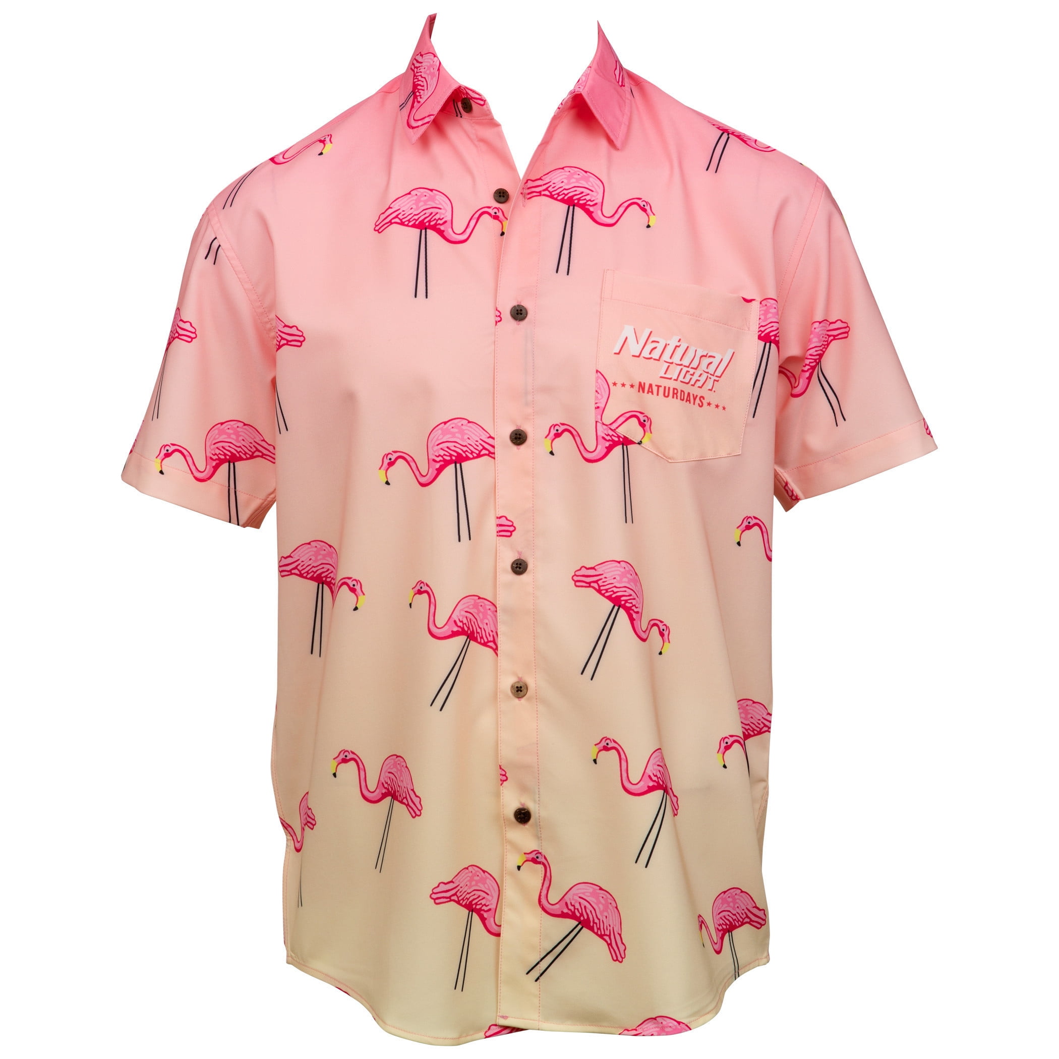 Natural Light Naturdays Hawaiian Shirt, Tropical Flamingos, Pink ...