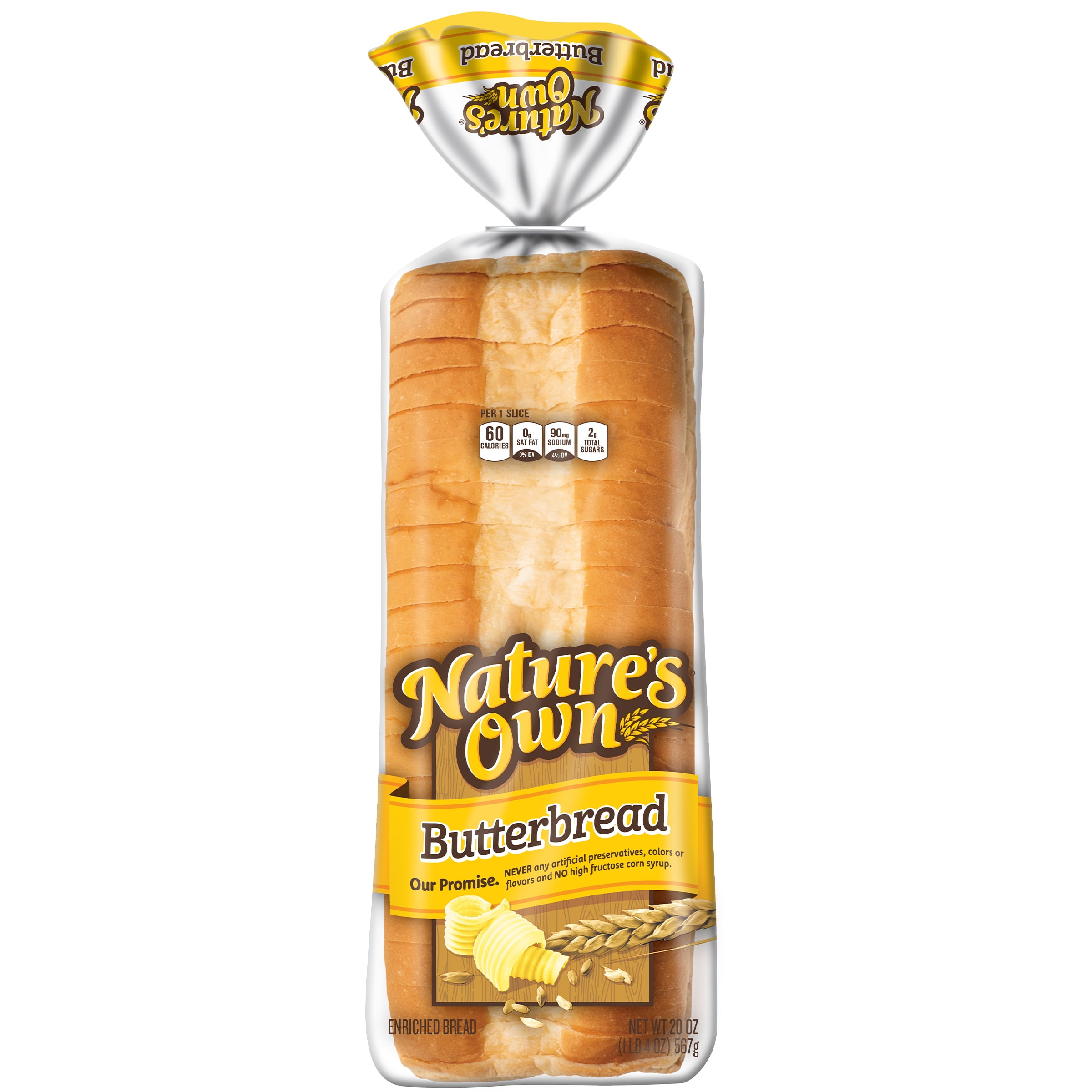 Nature's Own Butterbread Soft White Bread Loaf, 20 oz - Low-Fat, No ...