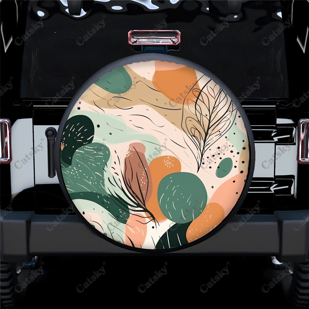 Nature Abstract Shapes Pattern Polyester Universal Spare Wheel Tire ...