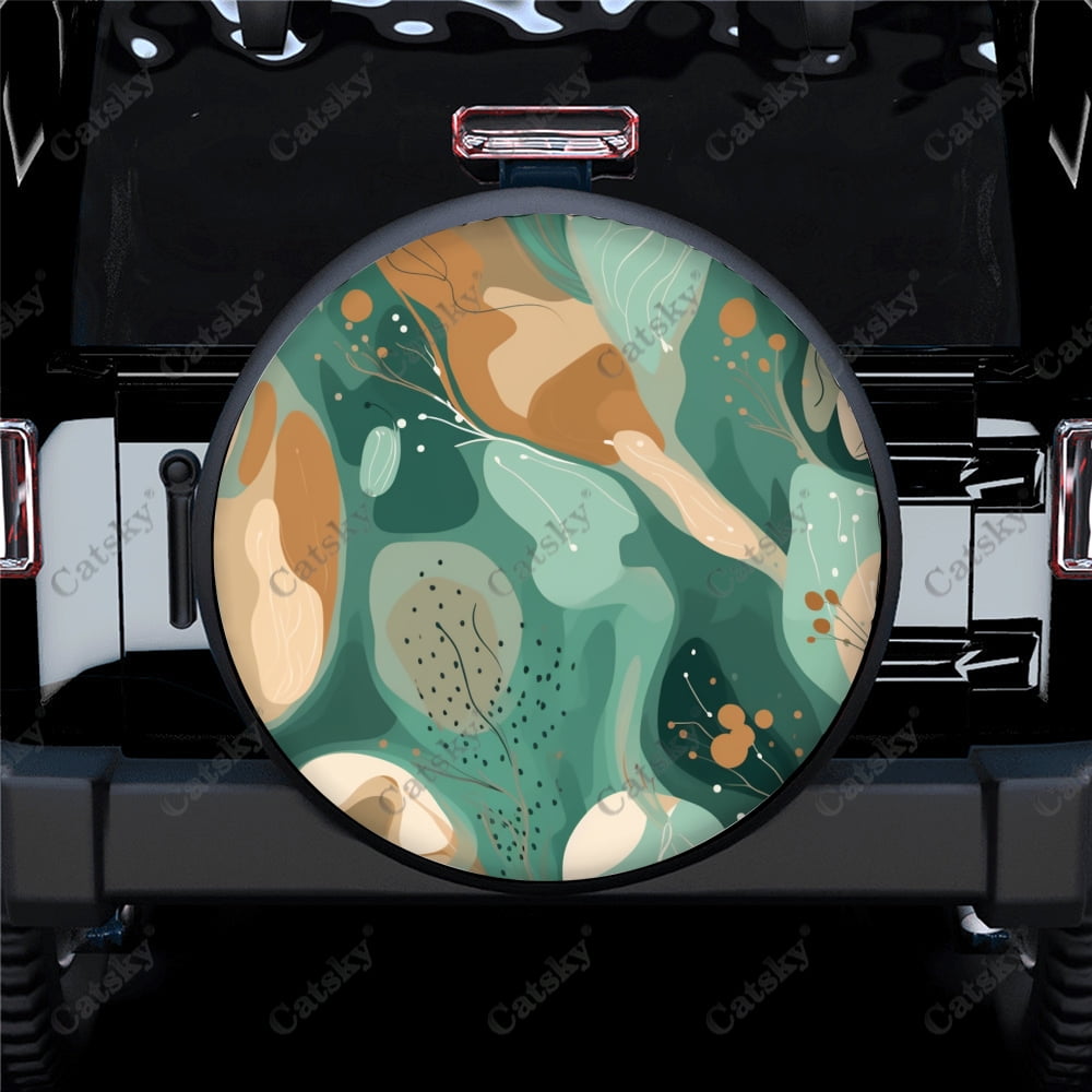 Nature Abstract Shapes Pattern Polyester Universal Spare Wheel Tire ...