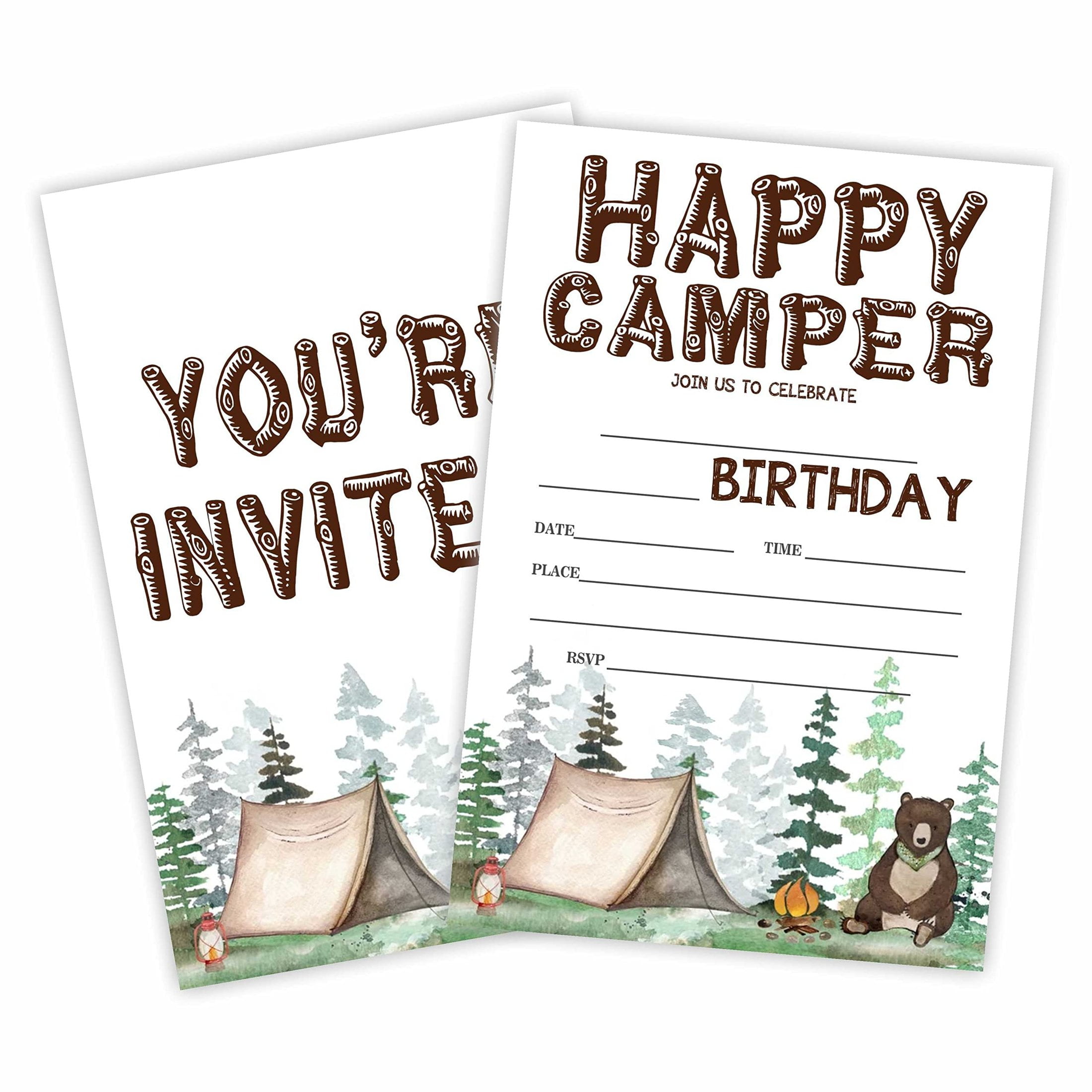 Nature Adventure Birthday Invite Set, 20 Fill-In Cards with Envelopes ...