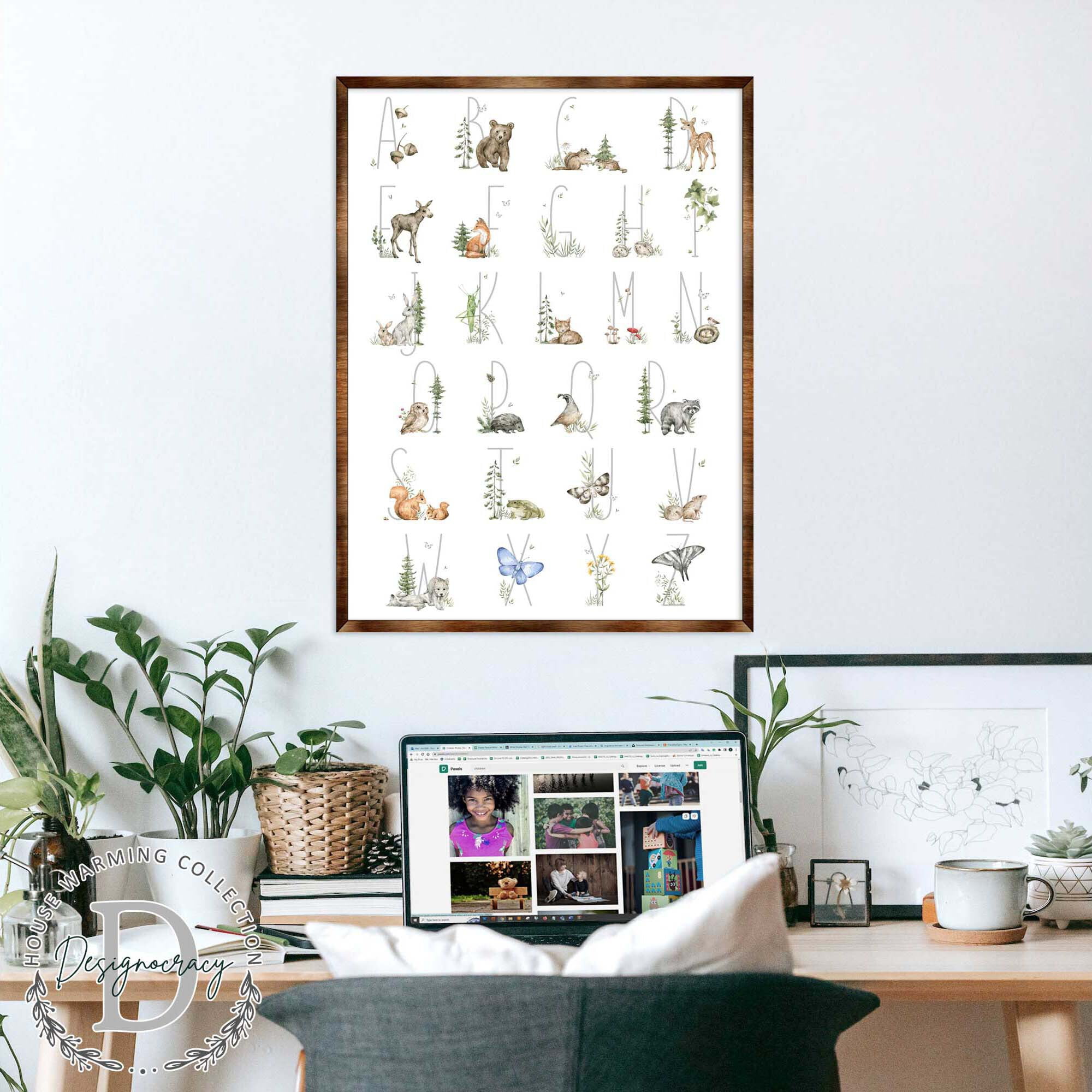 Nature Alphabet Wall Decor | Wooden Watercolor Alphabet art ...