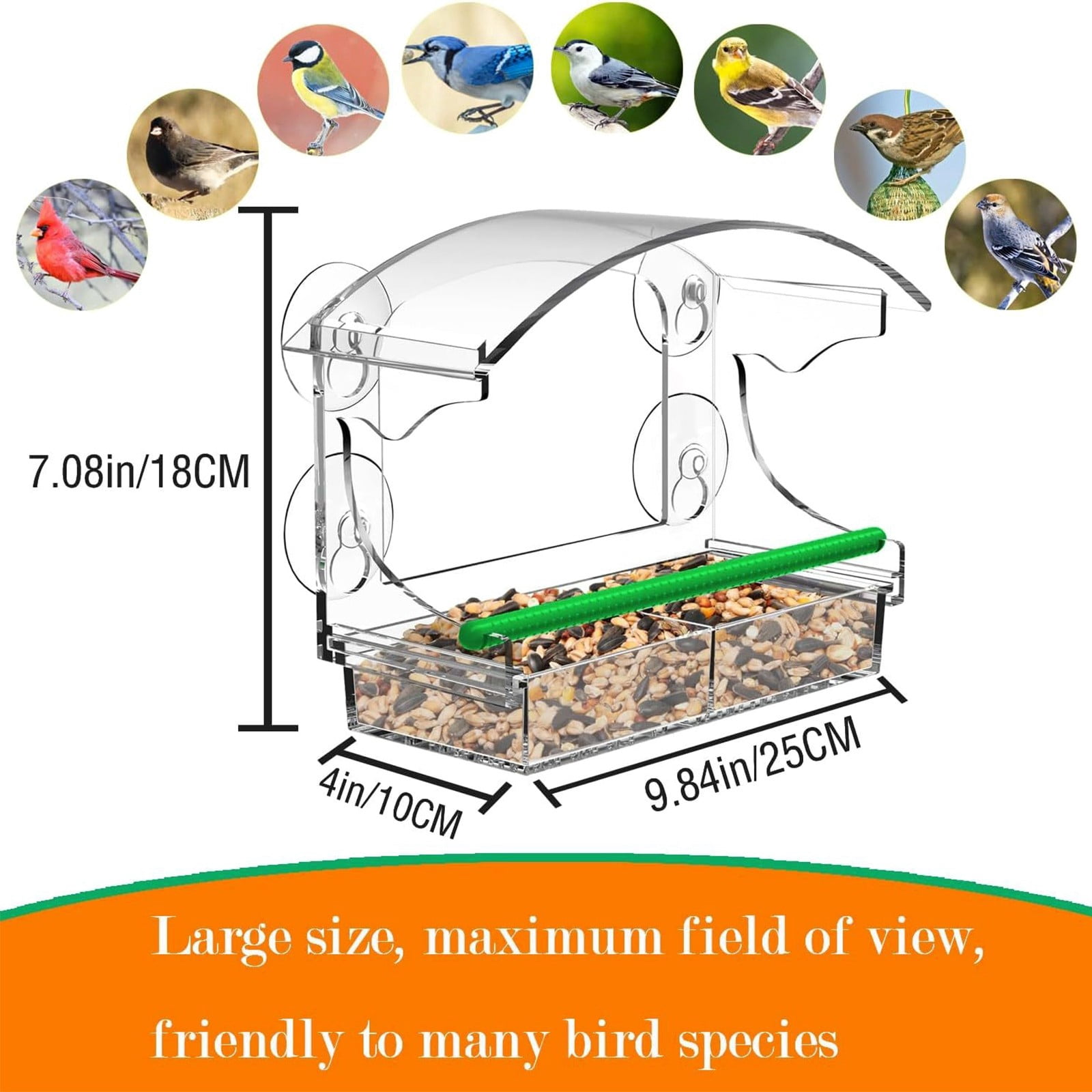 Nature Anywhere Transparent Acrylic Window Bird Feeders for Outdoors ...