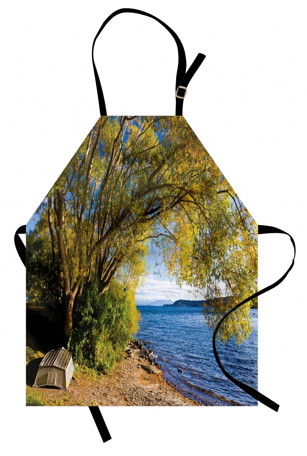 Nature Apron Small Boat under Tree by the Lake North Island New Zealand ...