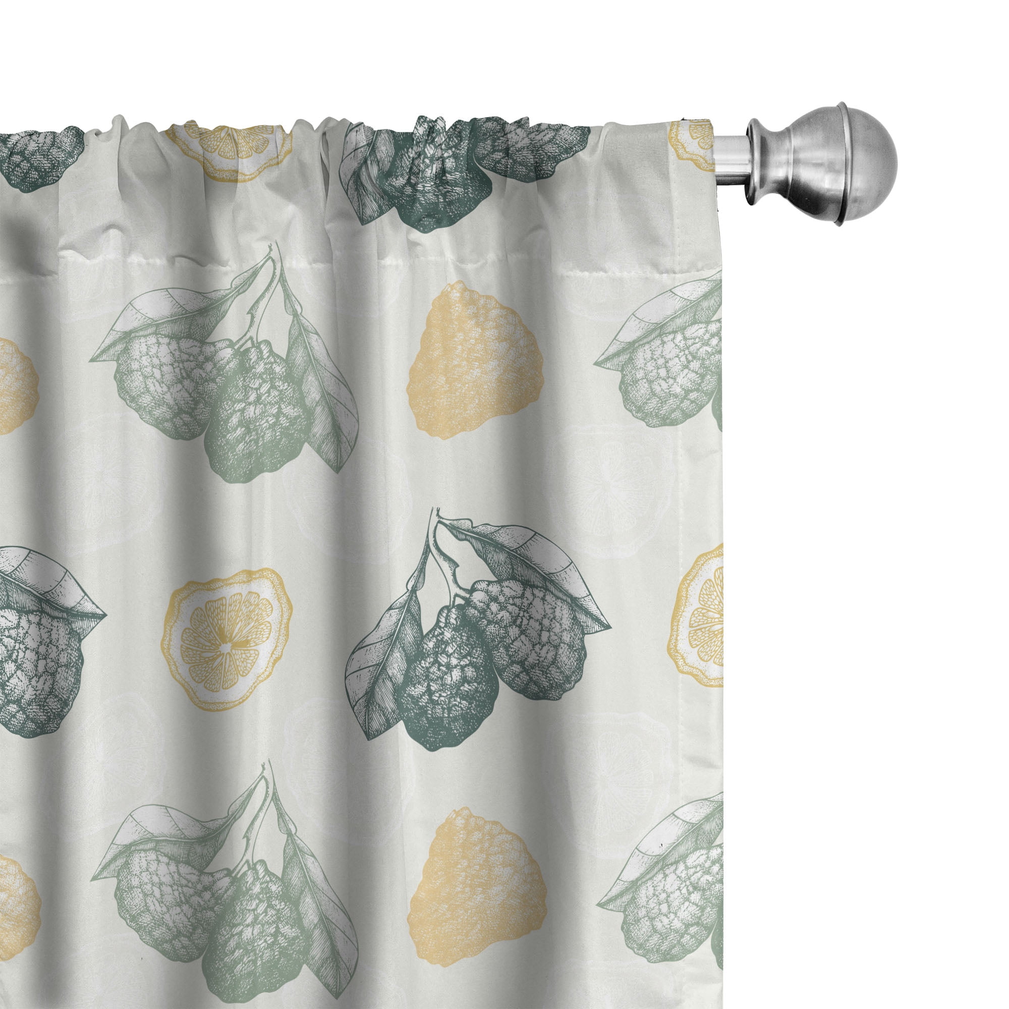 Nature Art Curtains, Colorful Citrus Print Bergamot Fruits and Leaves ...