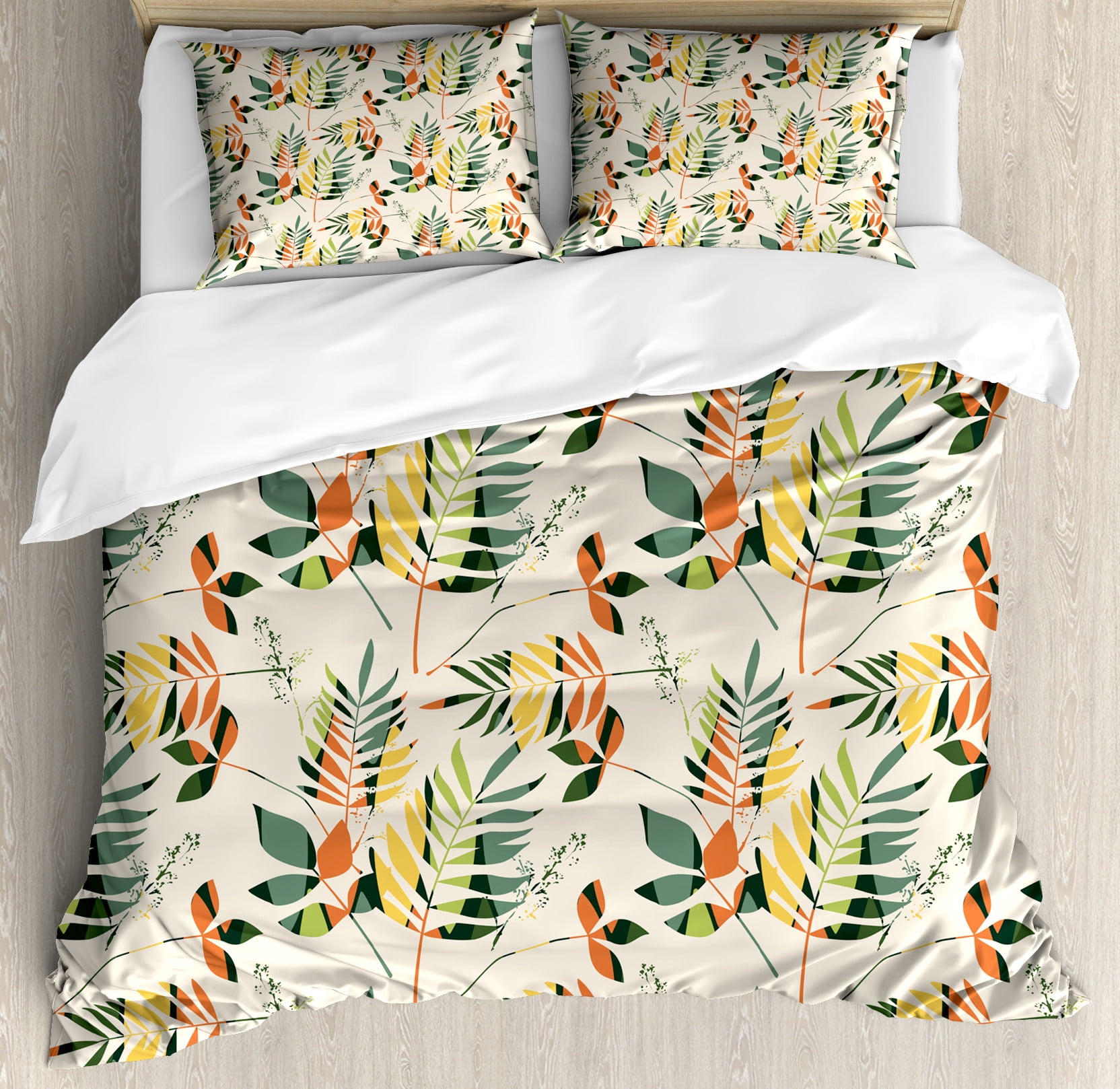 Nature Art Duvet Cover Set, Autumn Forest Foliage Leaf Branches in ...
