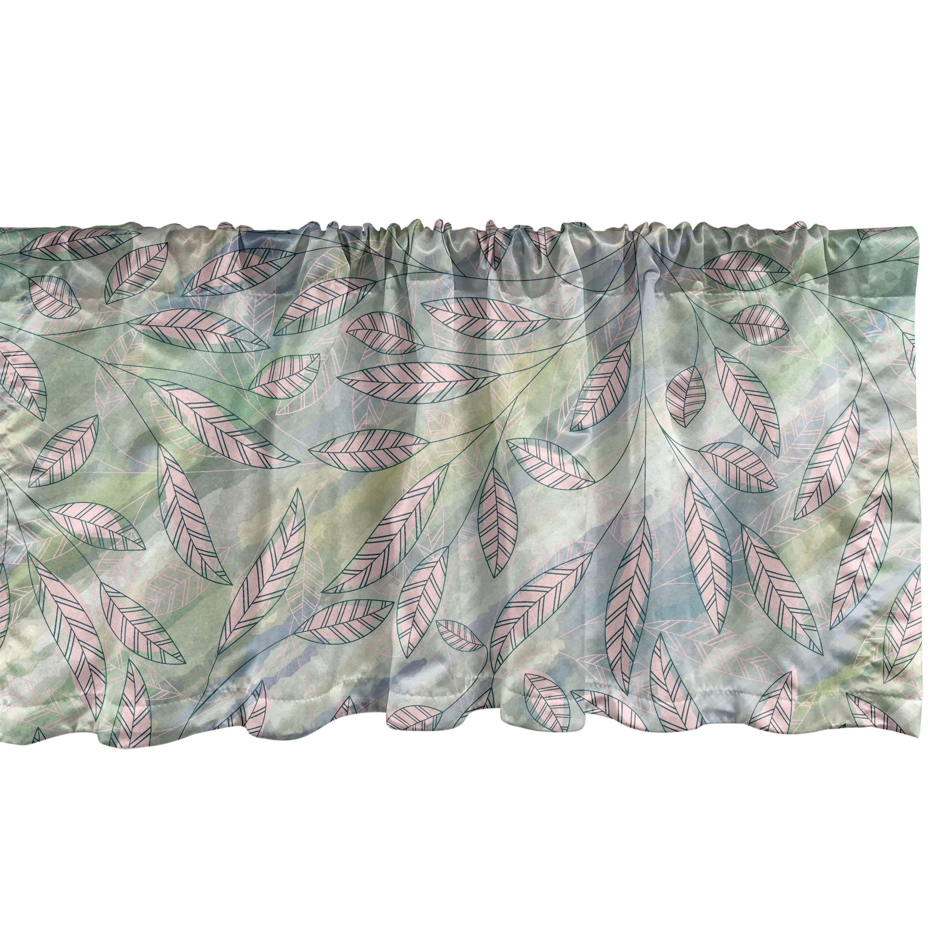 Nature Art Window Valance, Abstract Leafy Branches Forest Woodland ...