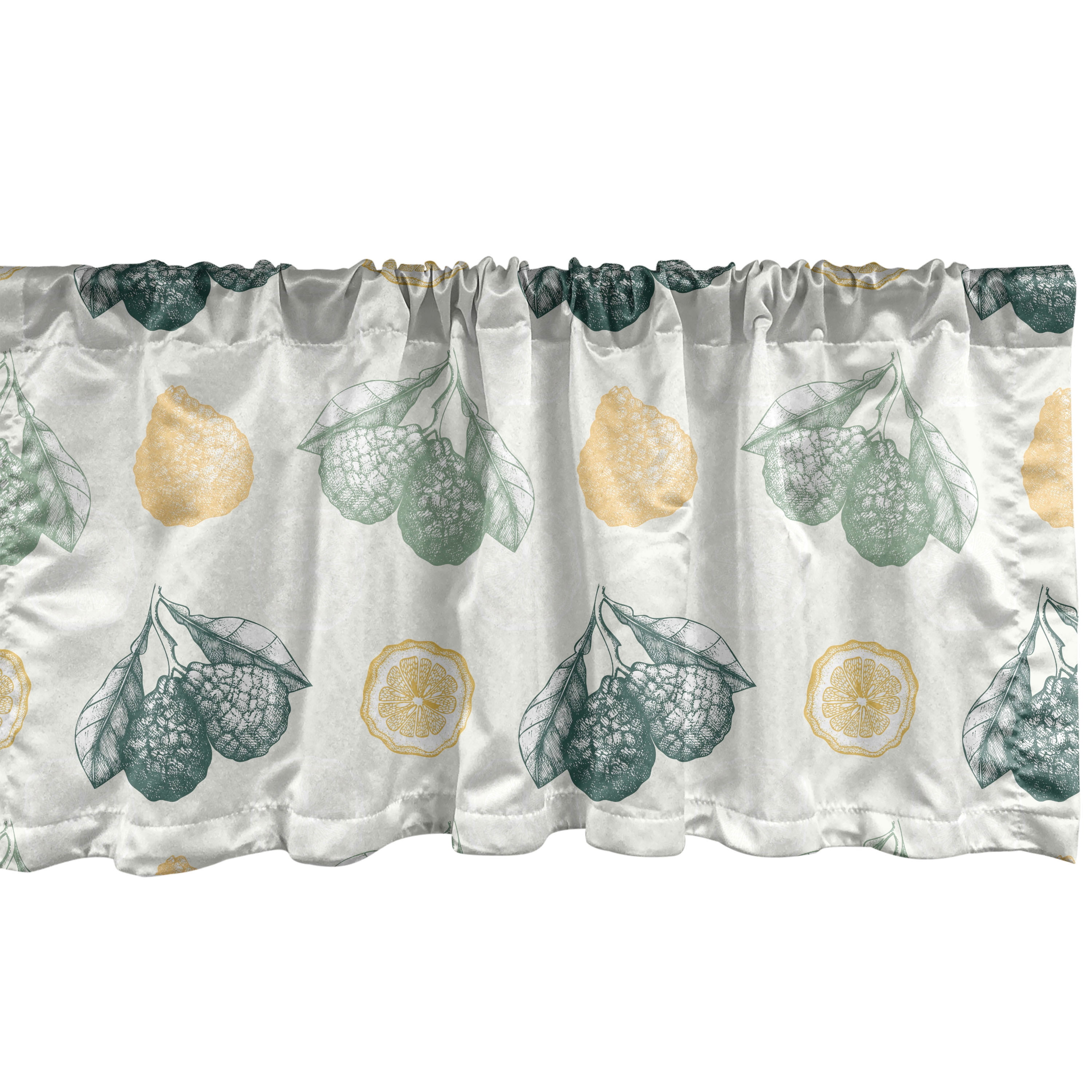 Ambesonne Nature Art Valance Pack of 2, Bergamot Fruits Leaves, 54"X12 ...