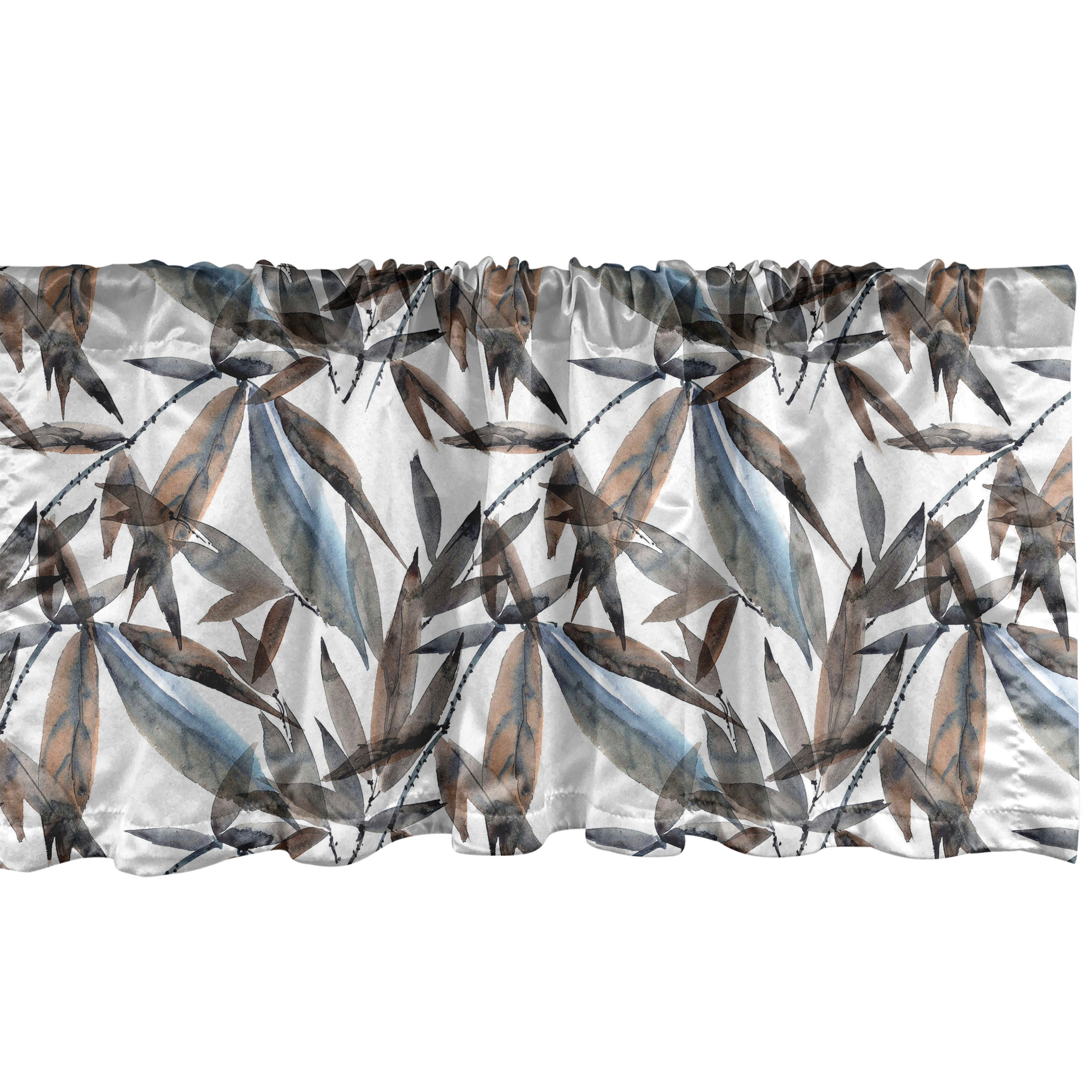 Nature Art Window Valance, Watercolor Design Leaf Print Modern and ...
