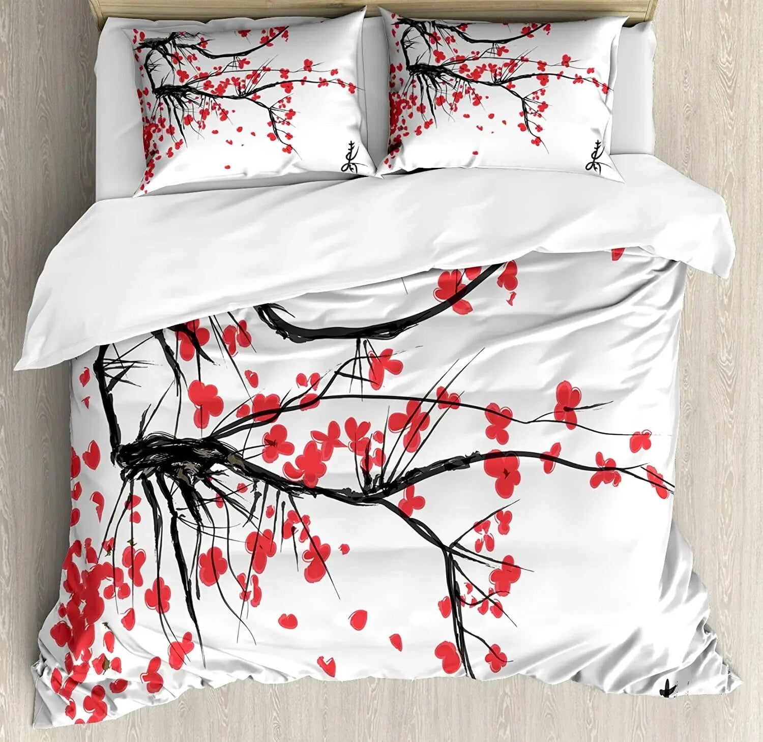 Nature Bedding Set For Bedroom Bed Home Birds Flying over Twiggy Tree ...