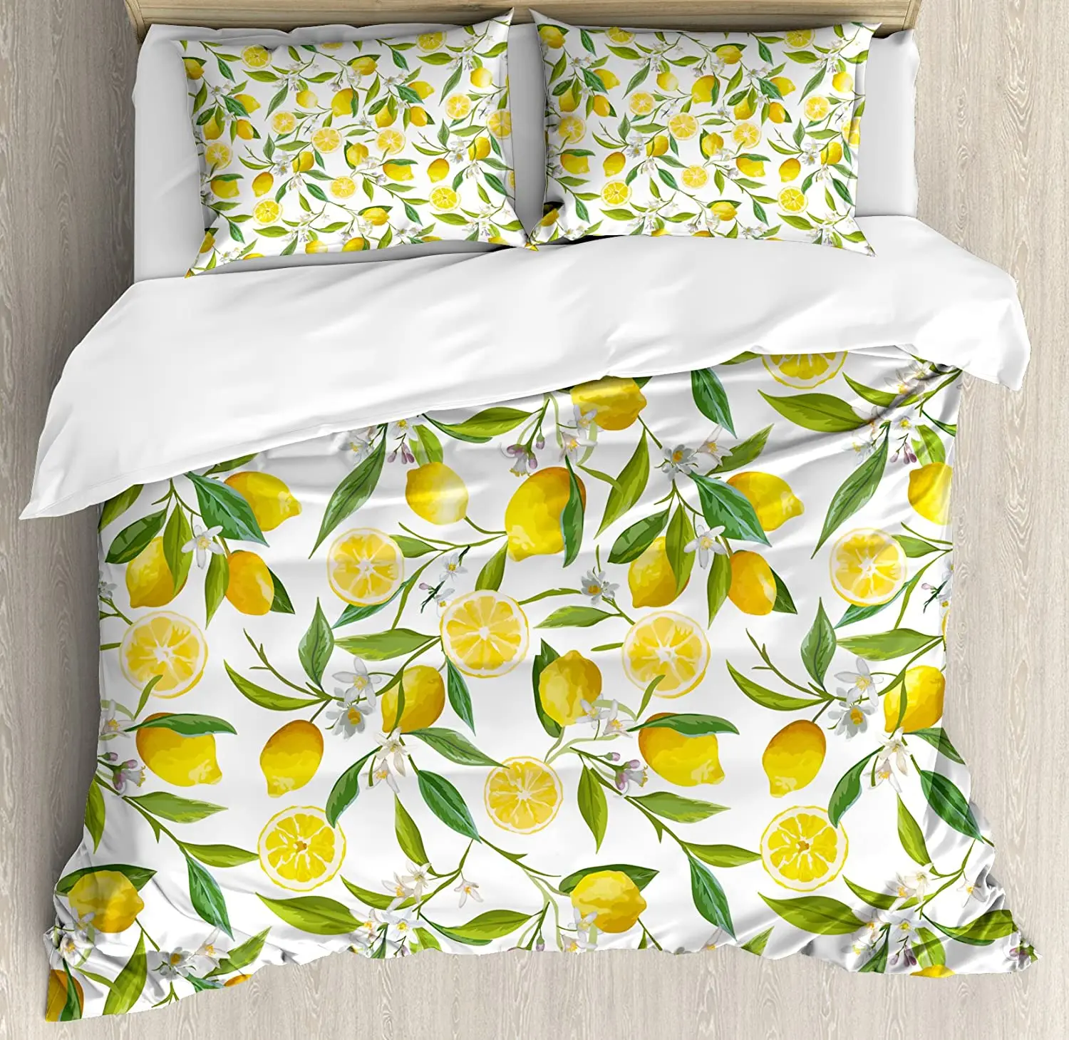 Nature Bedding Set For Bedroom Bed Home Exotic Lemon Tree Branches ...