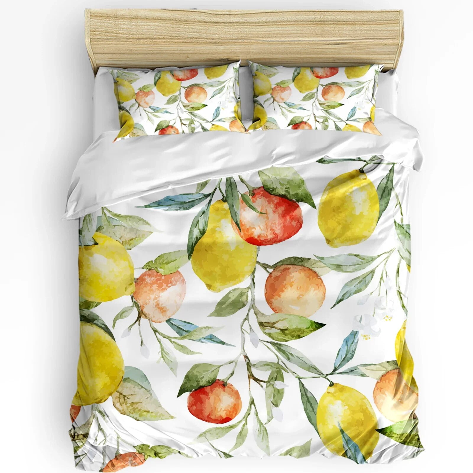 Nature Bedding Set For Bedroom Bed Home Exotic Lemon Tree Branches ...