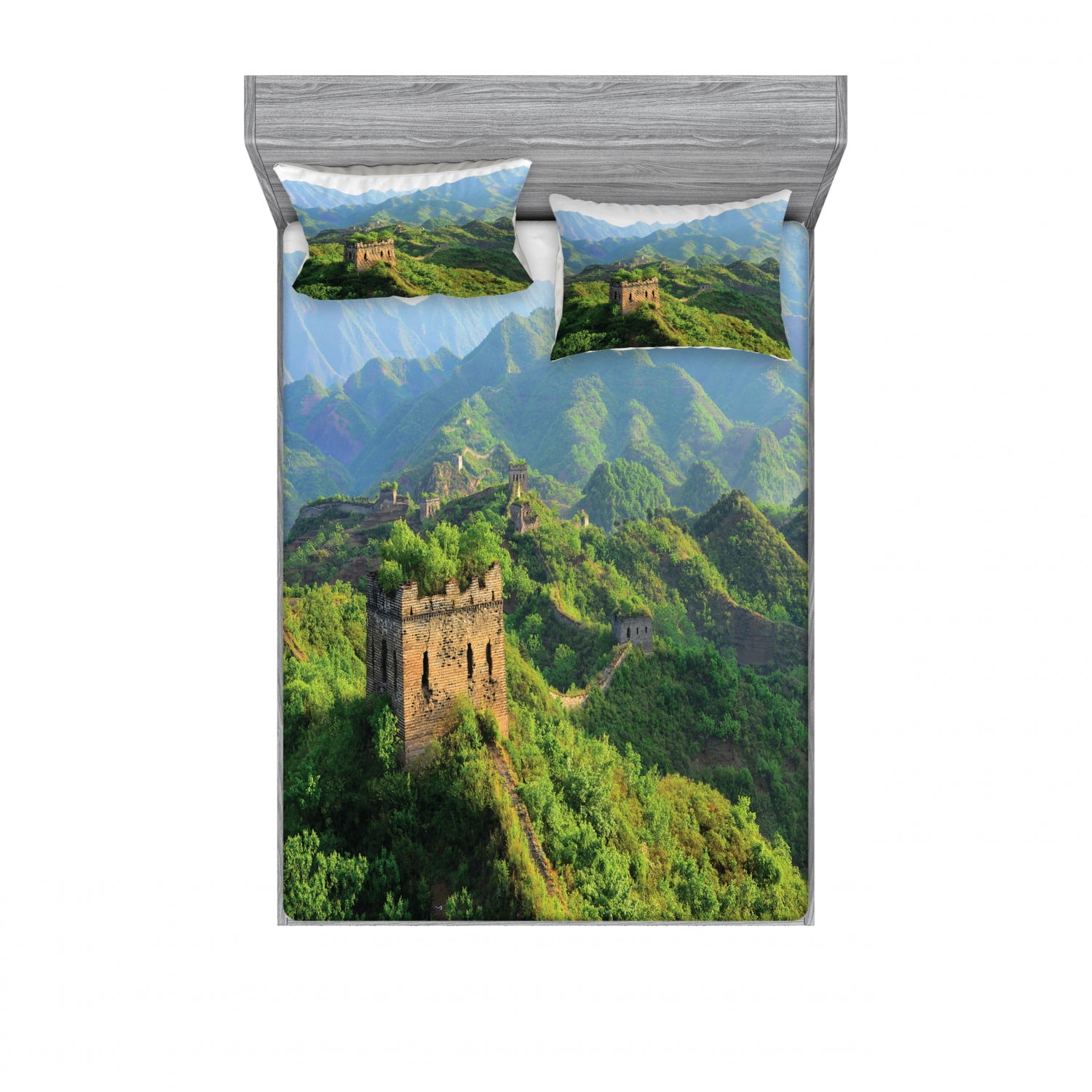 Nature Bedding Set with Sheet & Covers, Idyllic Aerial View of ...