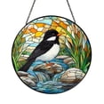 Nature Blackbird Scene Stained Glass Style Suncatcher, Round Window ...