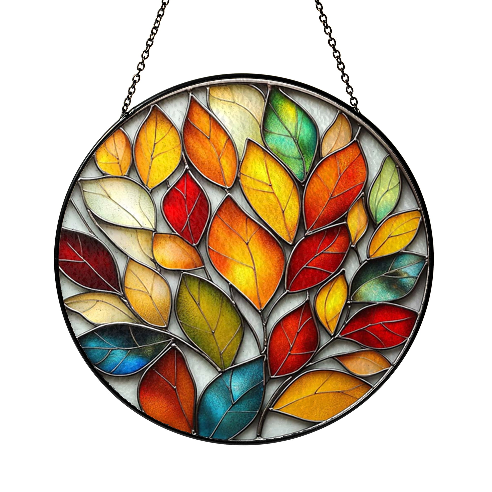 Nature Botanical Stained Glass Style Window Suncatcher, Autumn Leaf Art ...