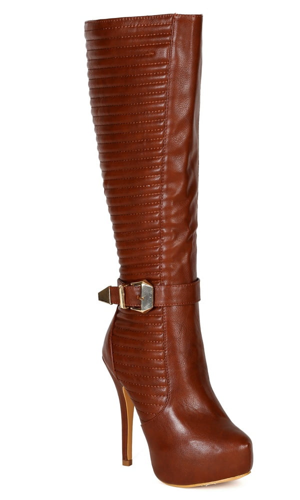 Nature Breeze Amber-02 New Women Platform Quilt Knee High Stiltto Heel ...