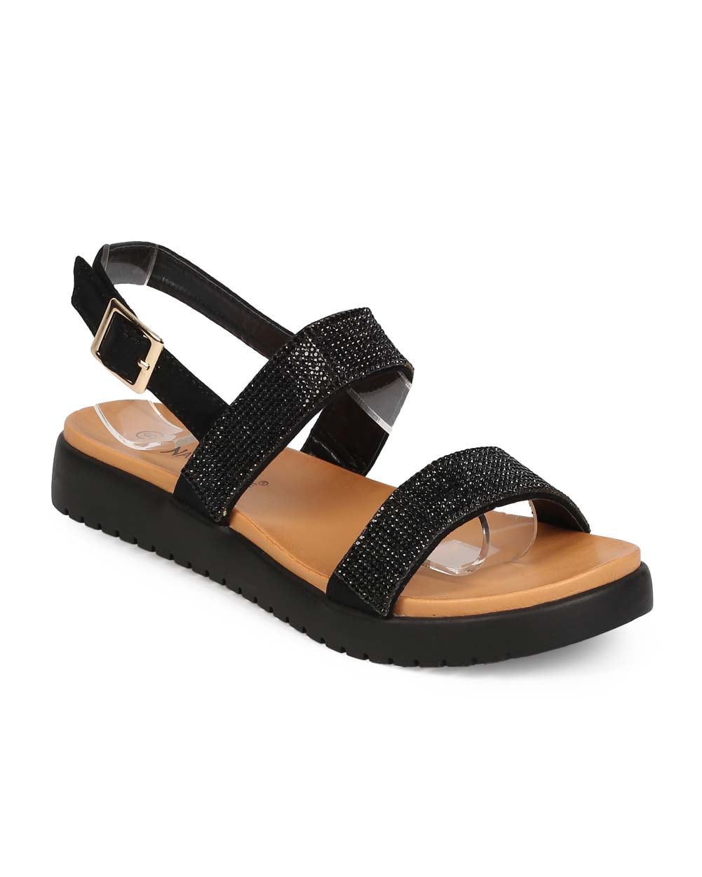 Nature Breeze EF00 Women Glitter Open Toe Lug Sole Slingback Flatform ...