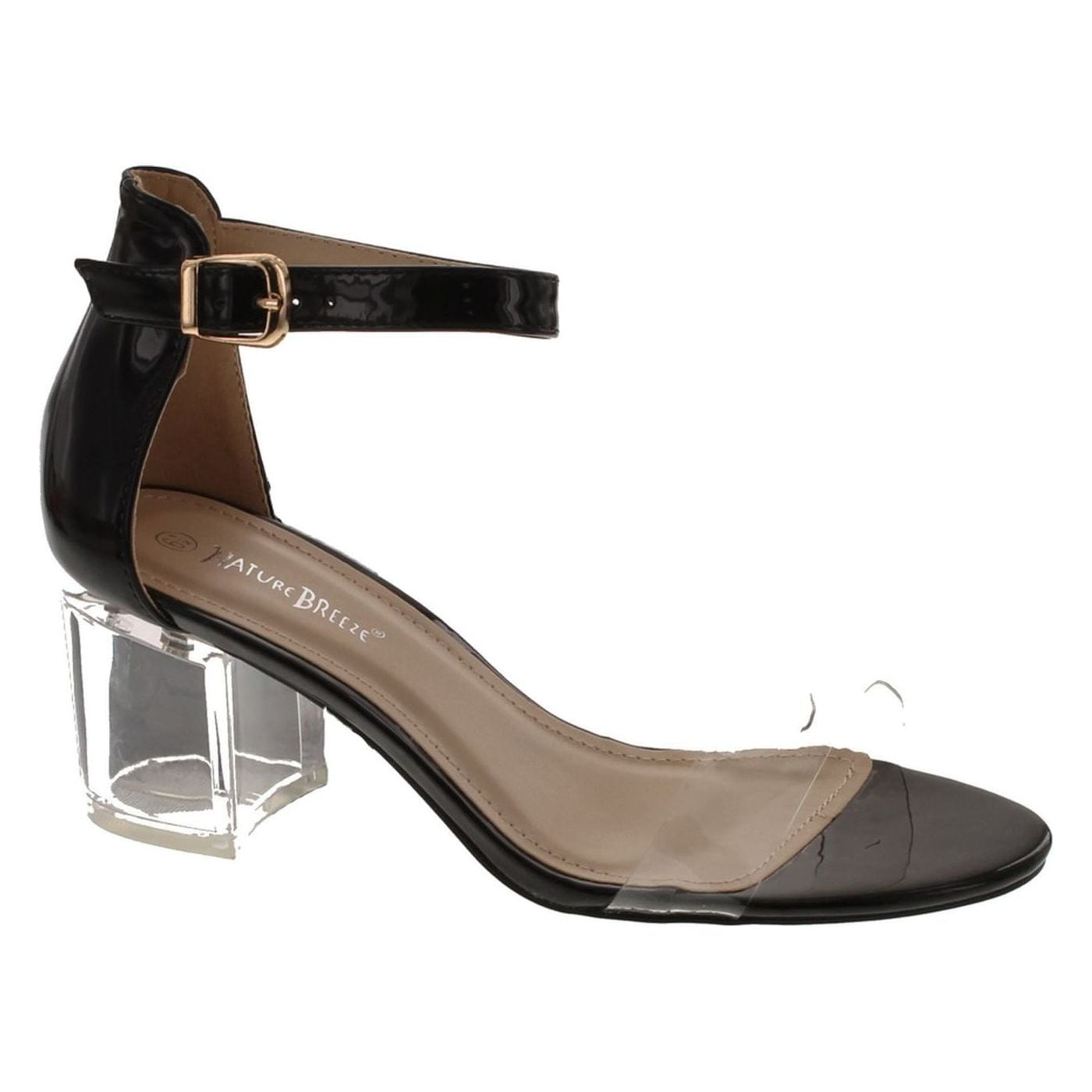 Nature Breeze See Thru-01 Women's Lucite Chunky Heel Ankle Strap Dress ...