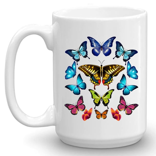 Nature Butterflies Monarch Butterfly Gift Ceramic Mug 15oz (White;15oz ...
