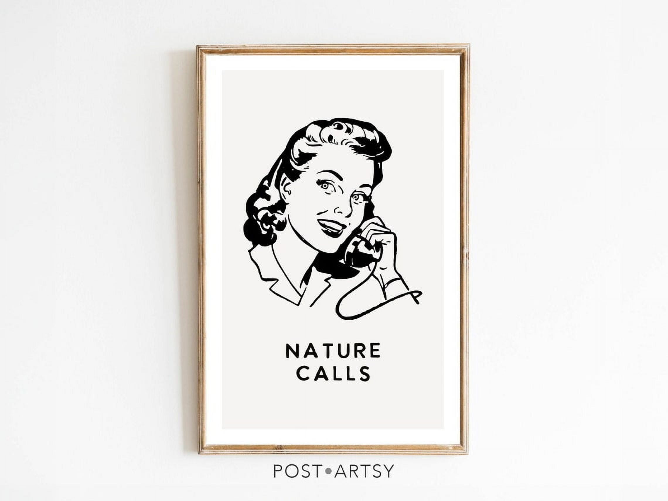 Nature Calls Bathroom Print Funny Bathroom Wall Art Bathroom Poster ...