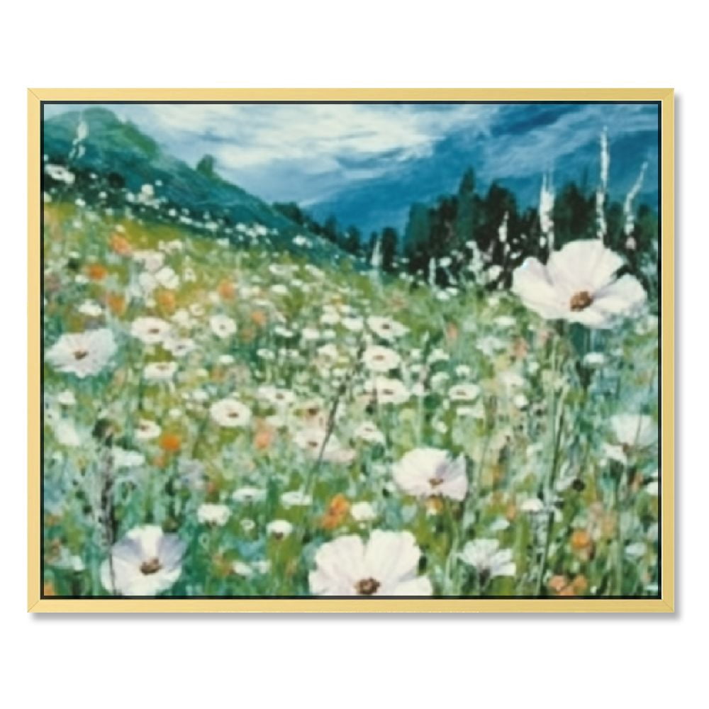 Nature Canvas Wall Art Flowers Field Painting Picture Decor Green and ...