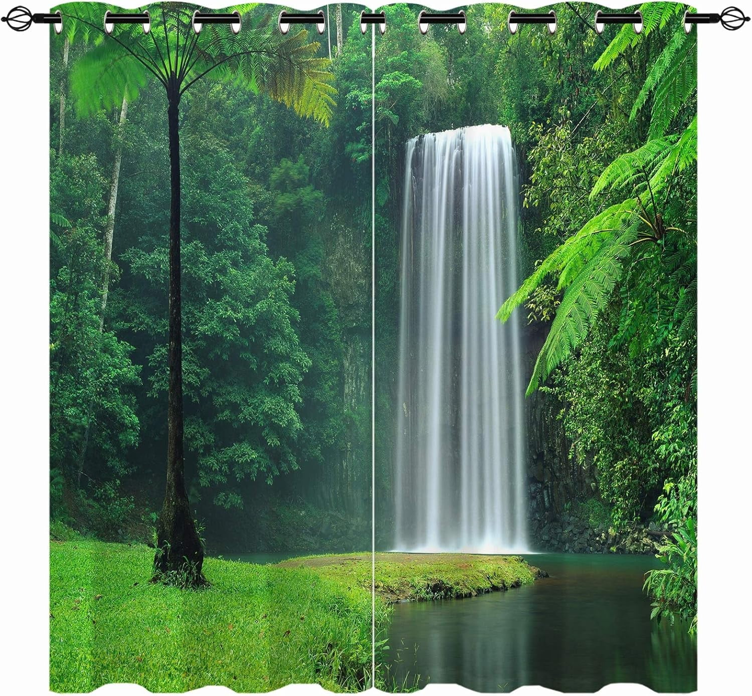 Nature Curtains, Waterfall Theme Wild Scene Mountain Stream Scenery ...