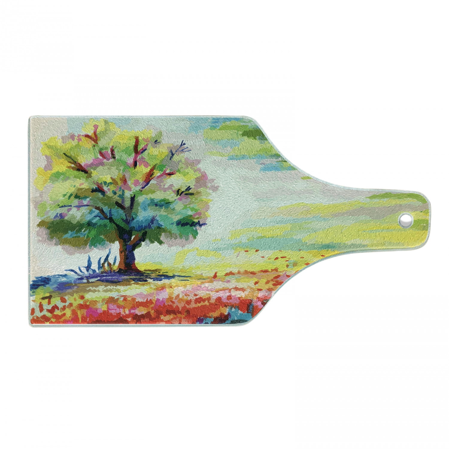 Nature Cutting Board, Colorful Hand Drawn Flowers Grass and Trees ...