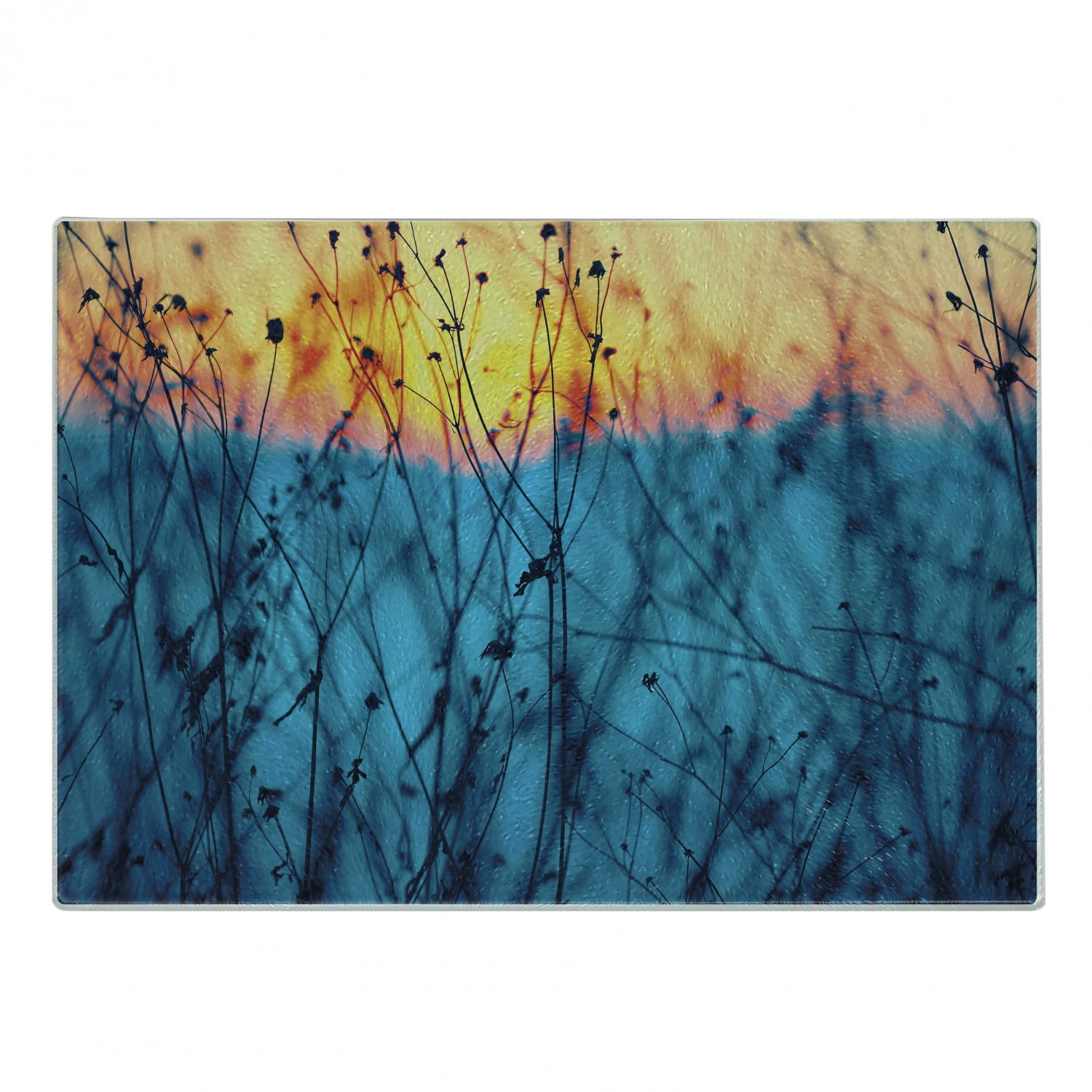 Nature Cutting Board, Dried Flowers Twigs Tranquil Sunset Scenery ...