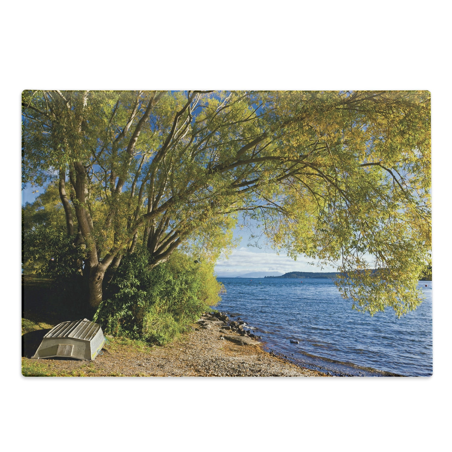 Nature Cutting Board, Small Boat Under Tree by the Lake North Island ...