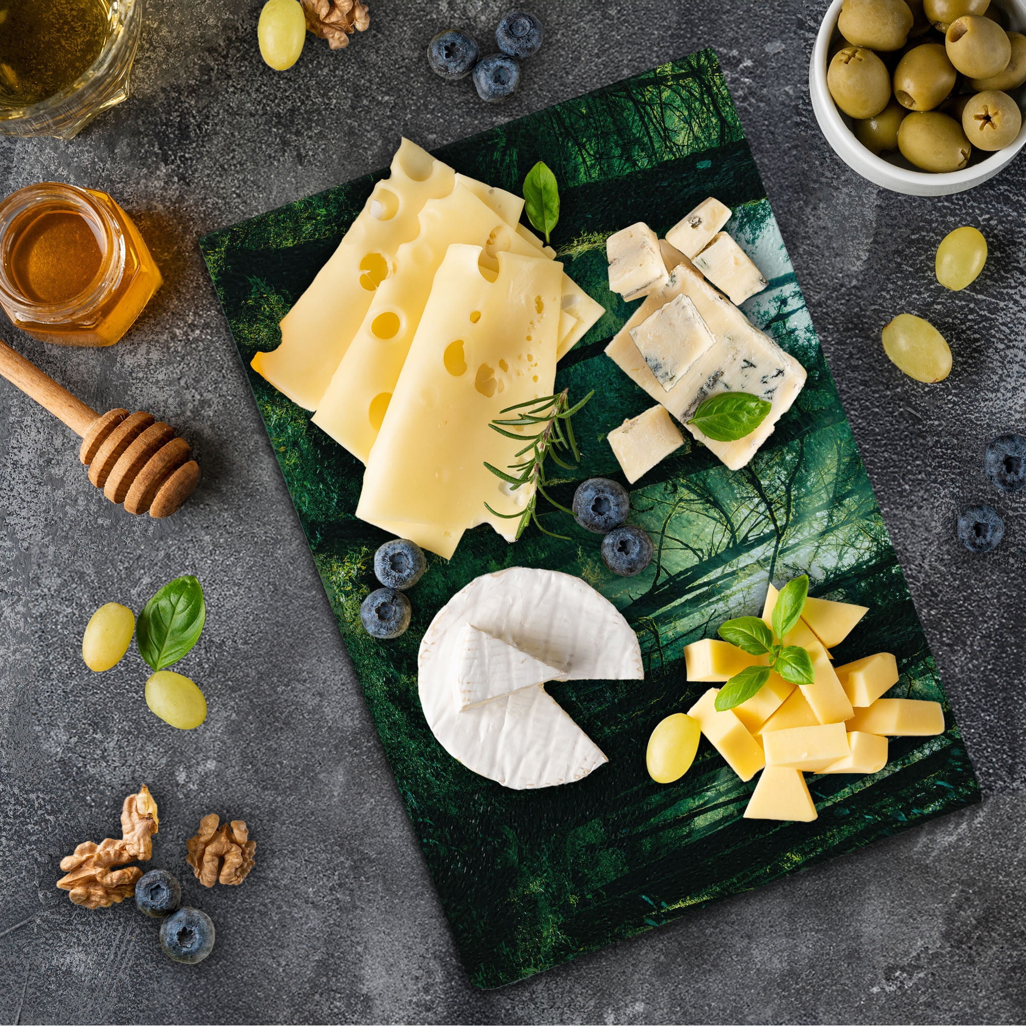 Nature Cutting Board, Sunset in Woods Sun Beaming Through Forest Trees ...
