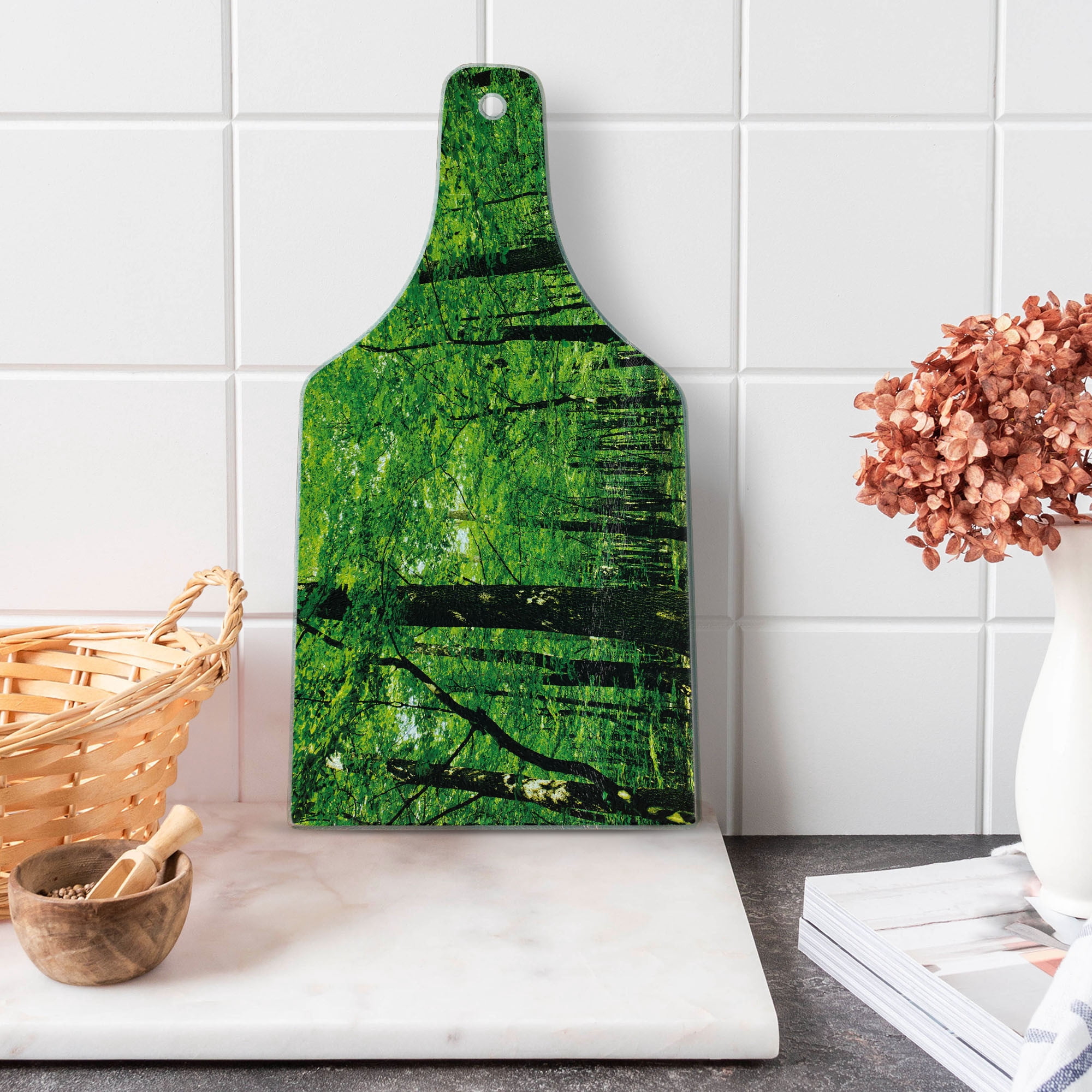 Nature Cutting Board, Woodland Tree Forest Jungle in Sunny Day Mother ...