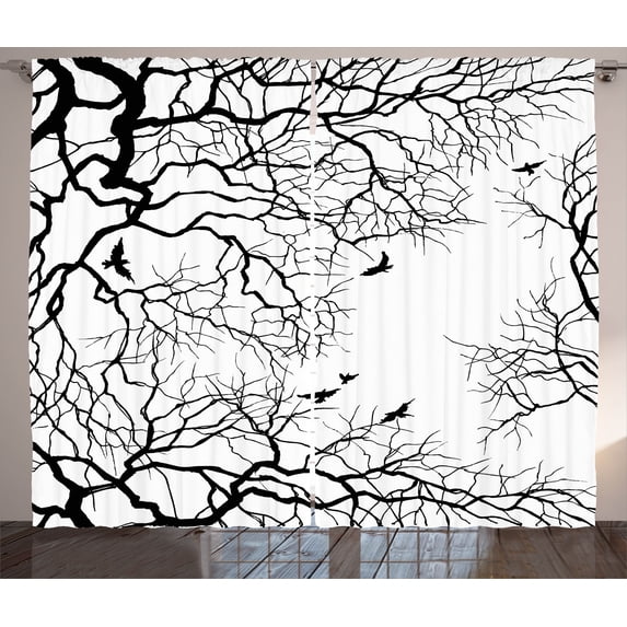 Ambesonne Nature Curtains 2 Panel Set, Twiggy Tree Branches, 108" x 84 ...