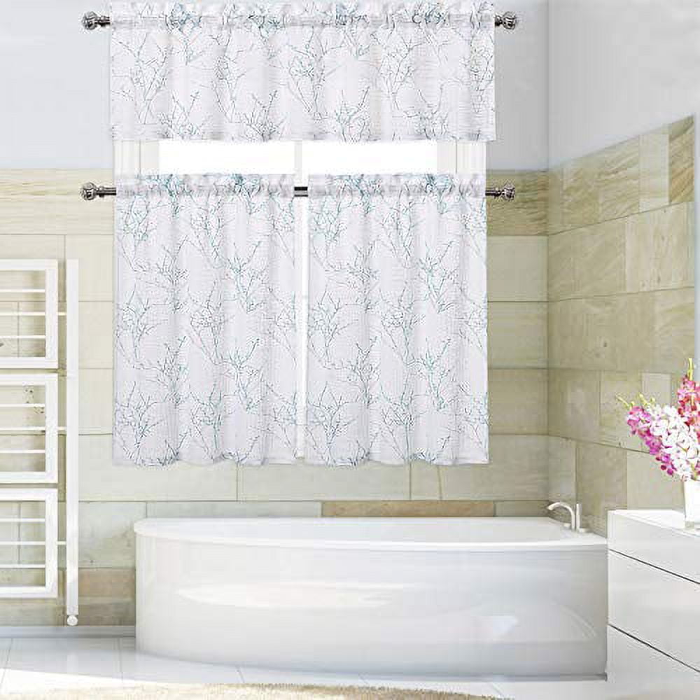 Nature Design Tree Branch Café Curtains Farmhouse Linen Textured Floral ...