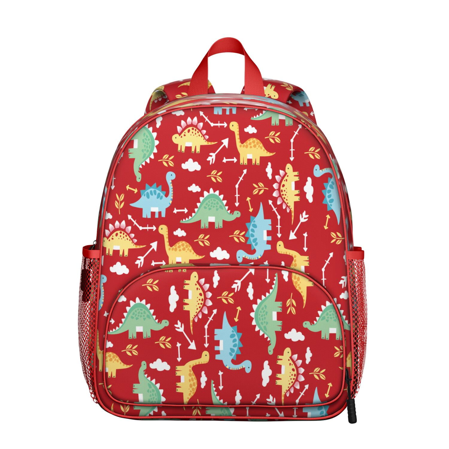 Nature Dino Print Student Backpack – Cute Dinosaur Pattern with Hand ...