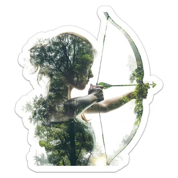 Nature Double Exposure Girl Archery Sticker Phone Decal Water Bottle ...