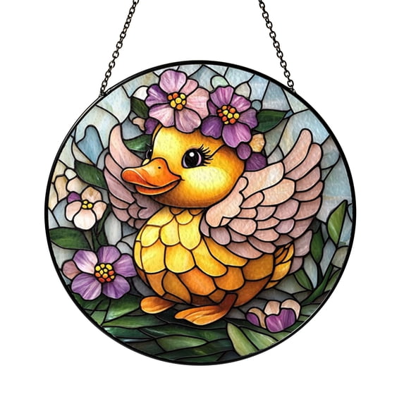 Nature Duck Couple Stained Glass Style Suncatcher, Window Hanging ...