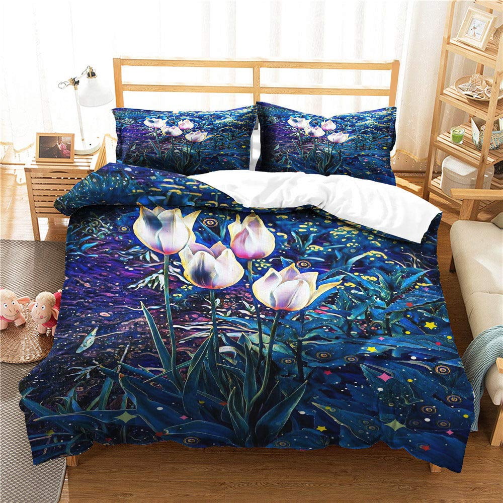 Nature Duvet Cover Fantasy Pond Water Lilies Floating Romantic Lotus ...