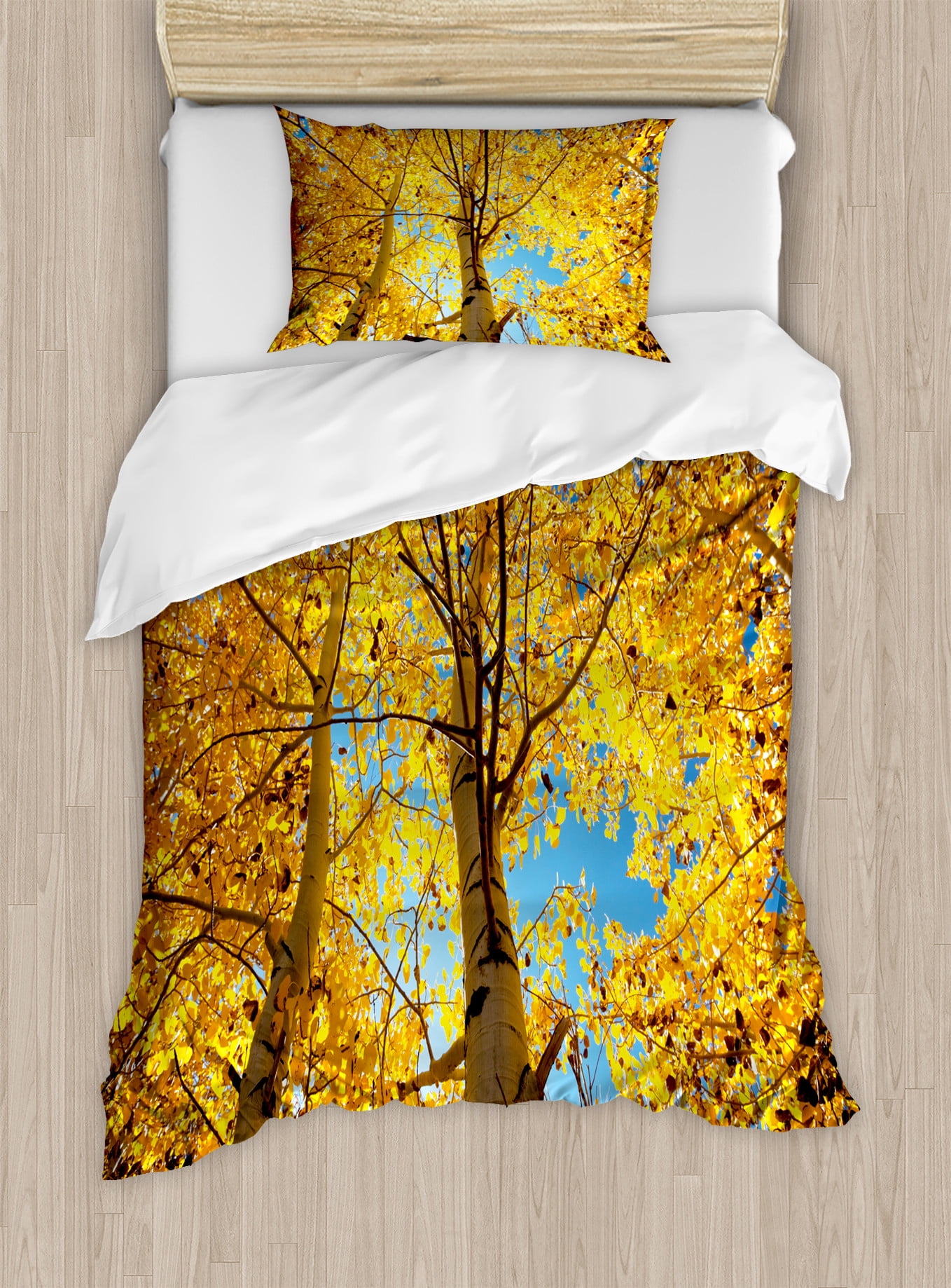 Nature Duvet Cover Set, Autumn Fall Season Trees Forest Leaves Branches ...