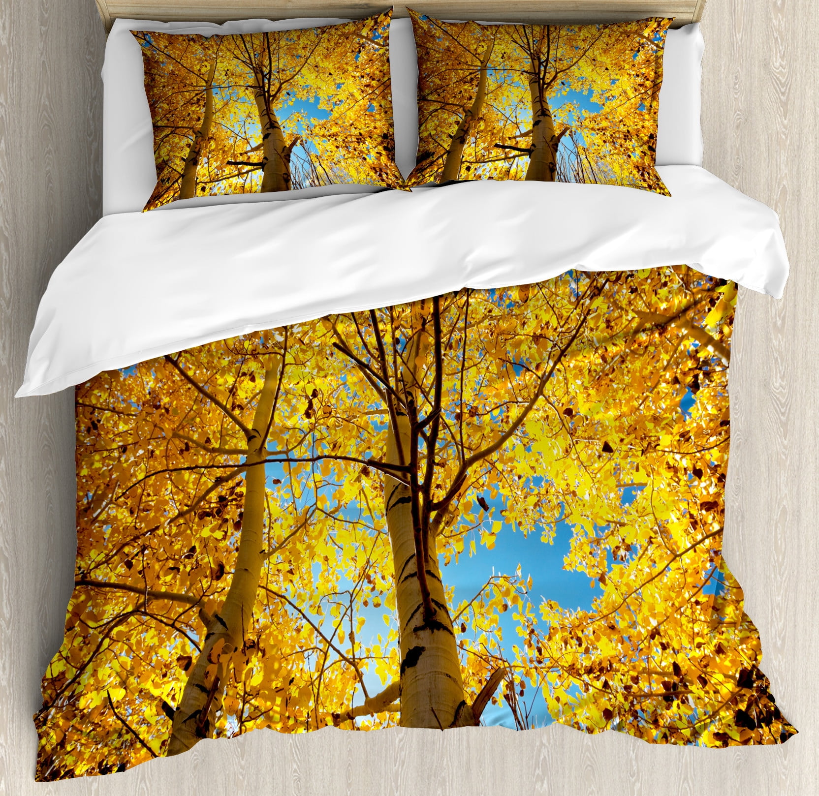 Nature Duvet Cover Set, Autumn Fall Season Trees Forest Leaves Branches ...