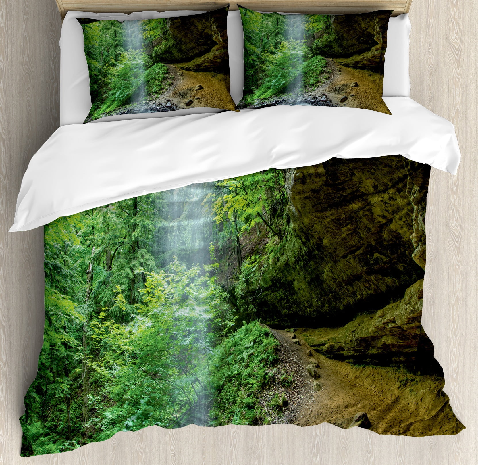 Nature Duvet Cover Set, Canyon Michigan Caves Memorial Falls in the ...