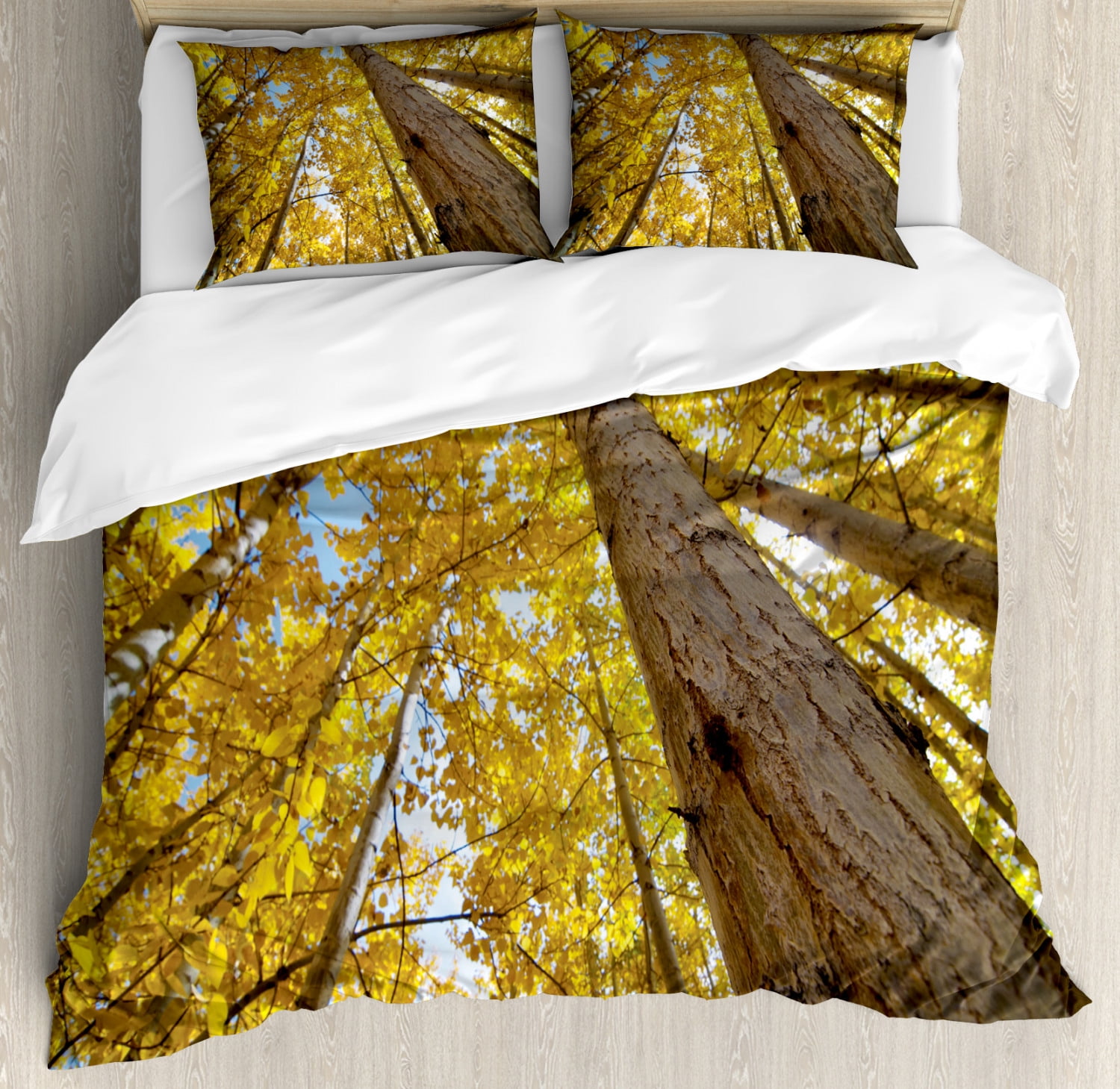 Nature Duvet Cover Set King Size, Image of Up View of Fall Aspen Tree ...