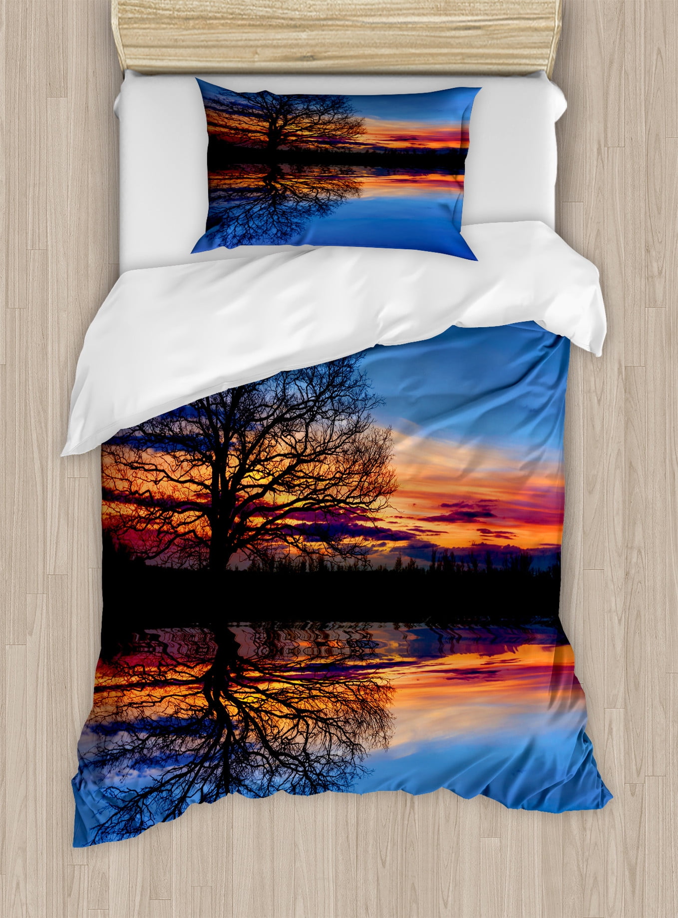 Nature Duvet Cover Set, Majestic Full Branch Tree at Twilight with ...