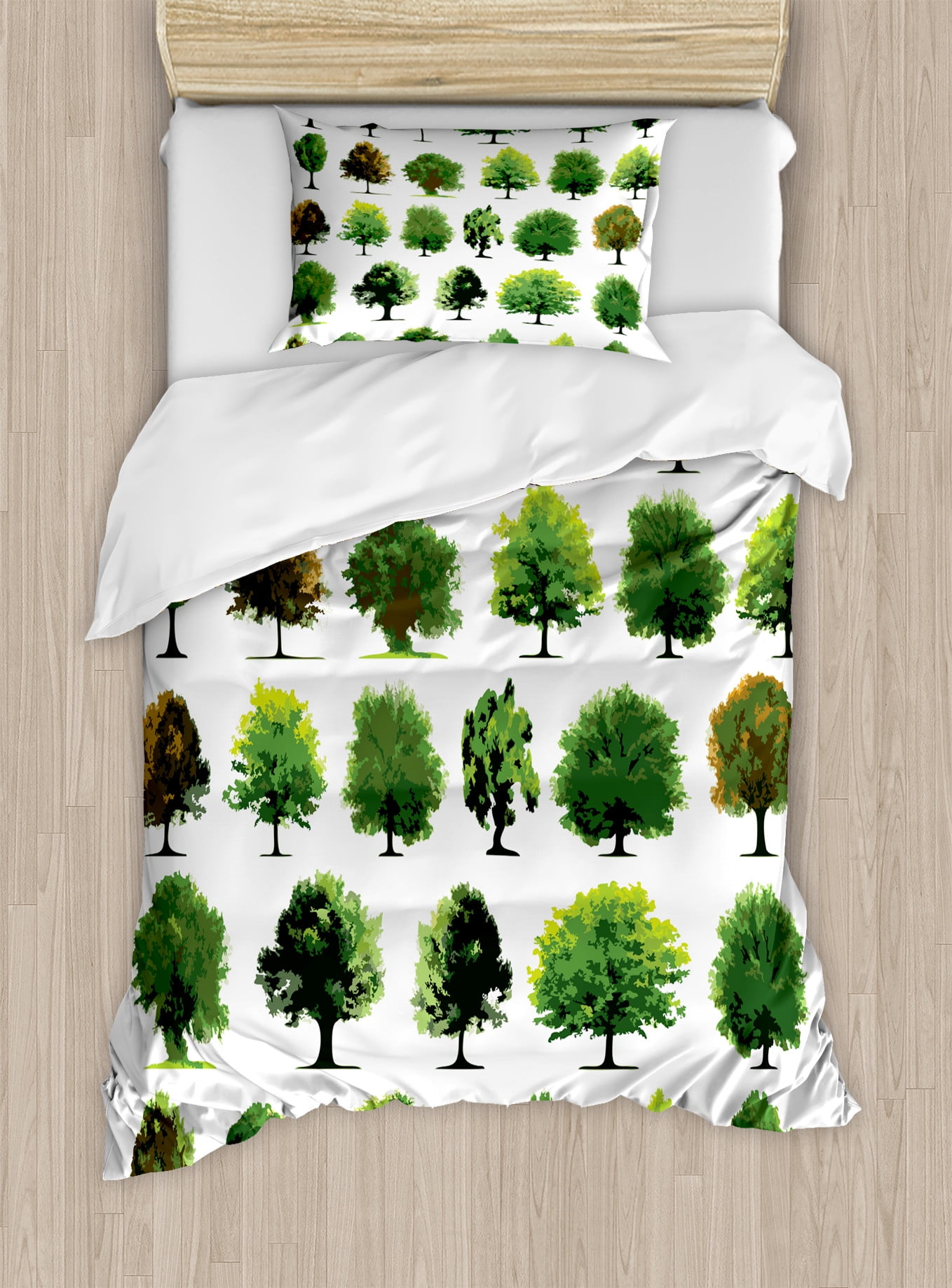 Nature Duvet Cover Set, Mother Nature Gift Different Types of Trees and ...