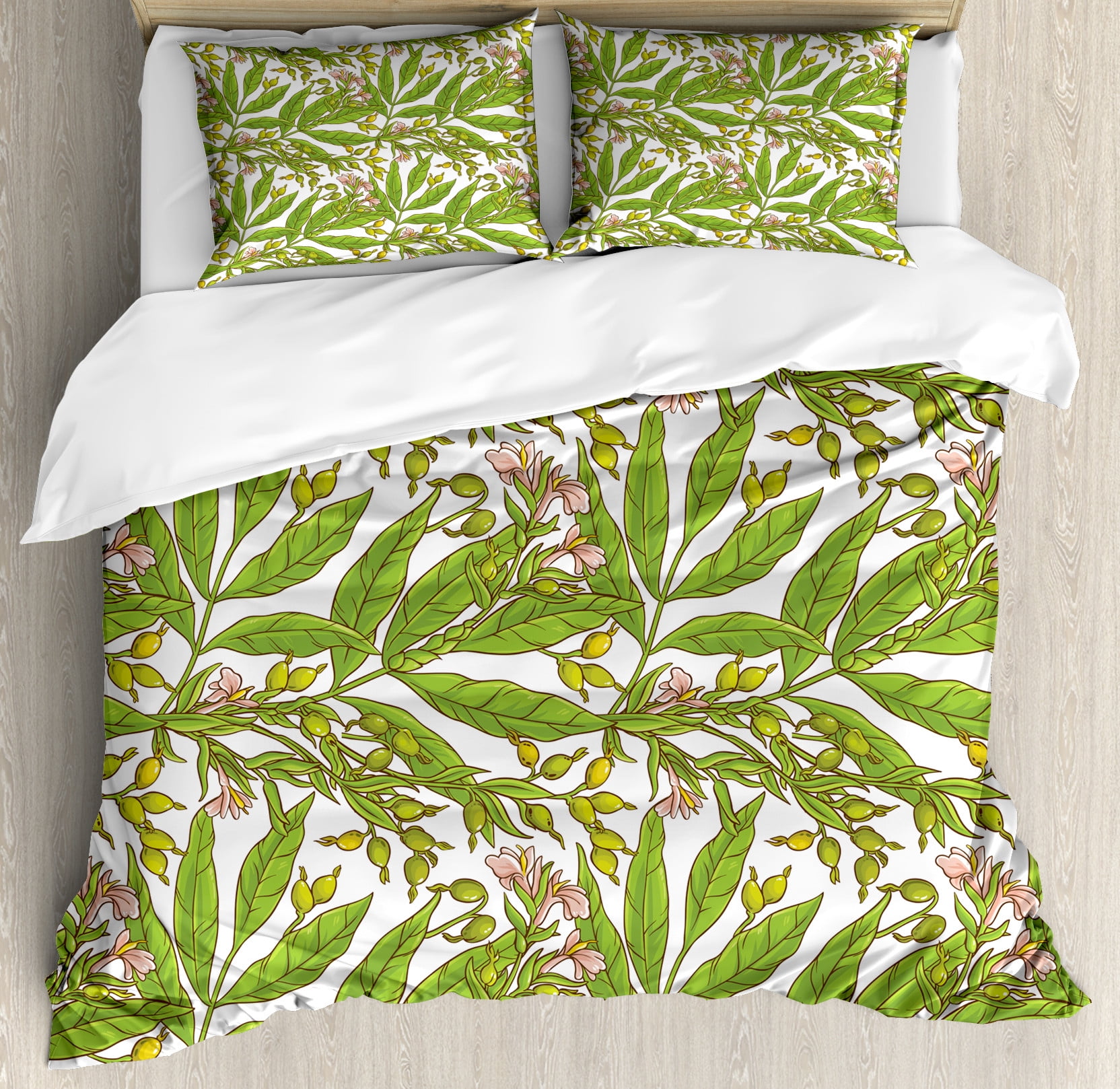 Nature Duvet Cover Set, Olive Tree Pattern Mediterranean Organic Food ...